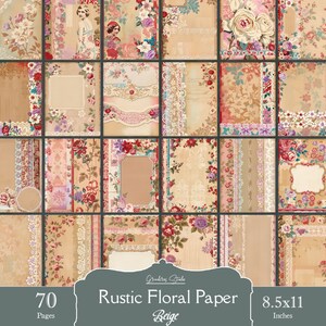 Vintage Digital Paper, Beige Decoupage, Shabby Chic Digital Paper Pack ...