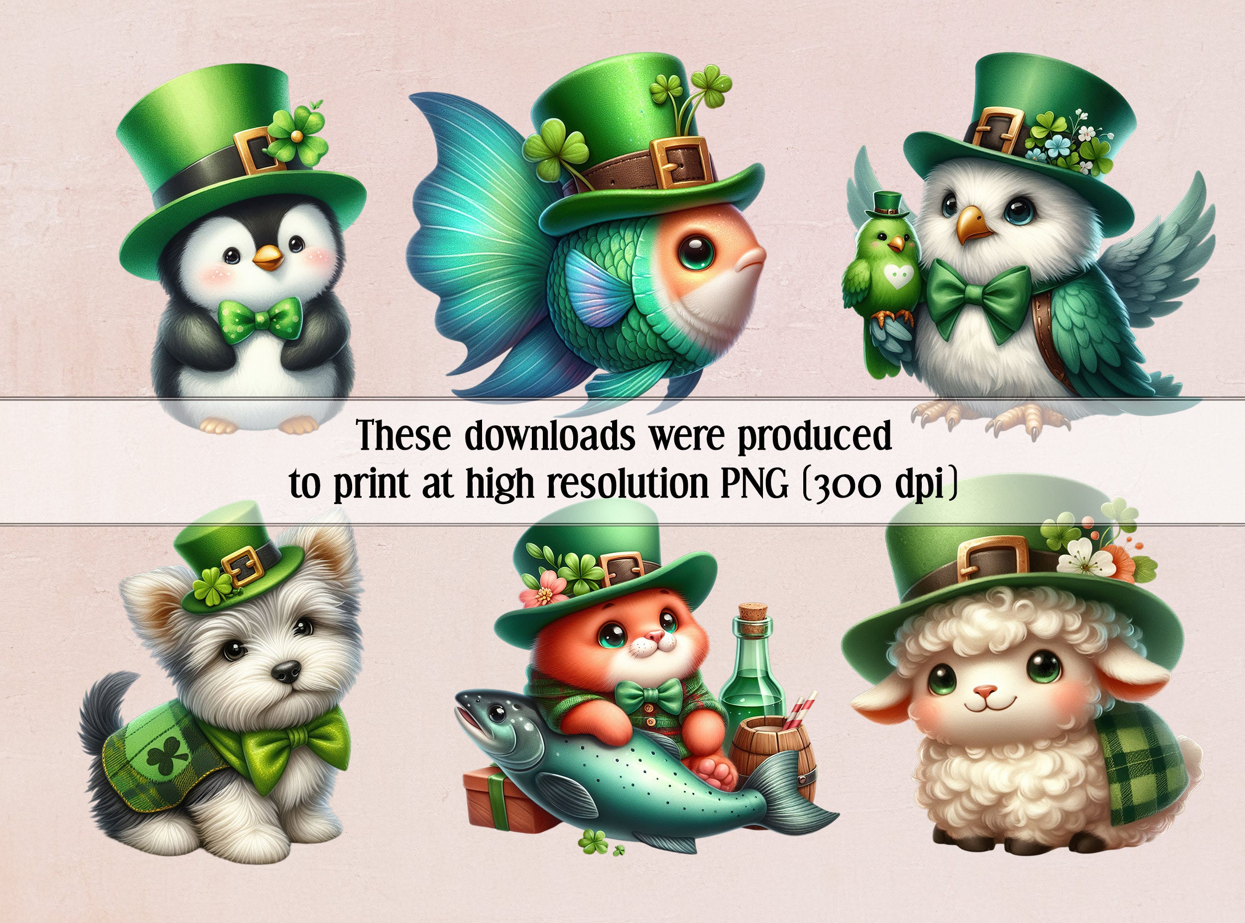 30 PNG St.patricks Day Animals Clipart, Transparent Background, Bonus ...