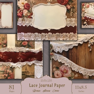Brown Lace Journal Paper, Brown Lace Printable Paper, Brown Victorian ...