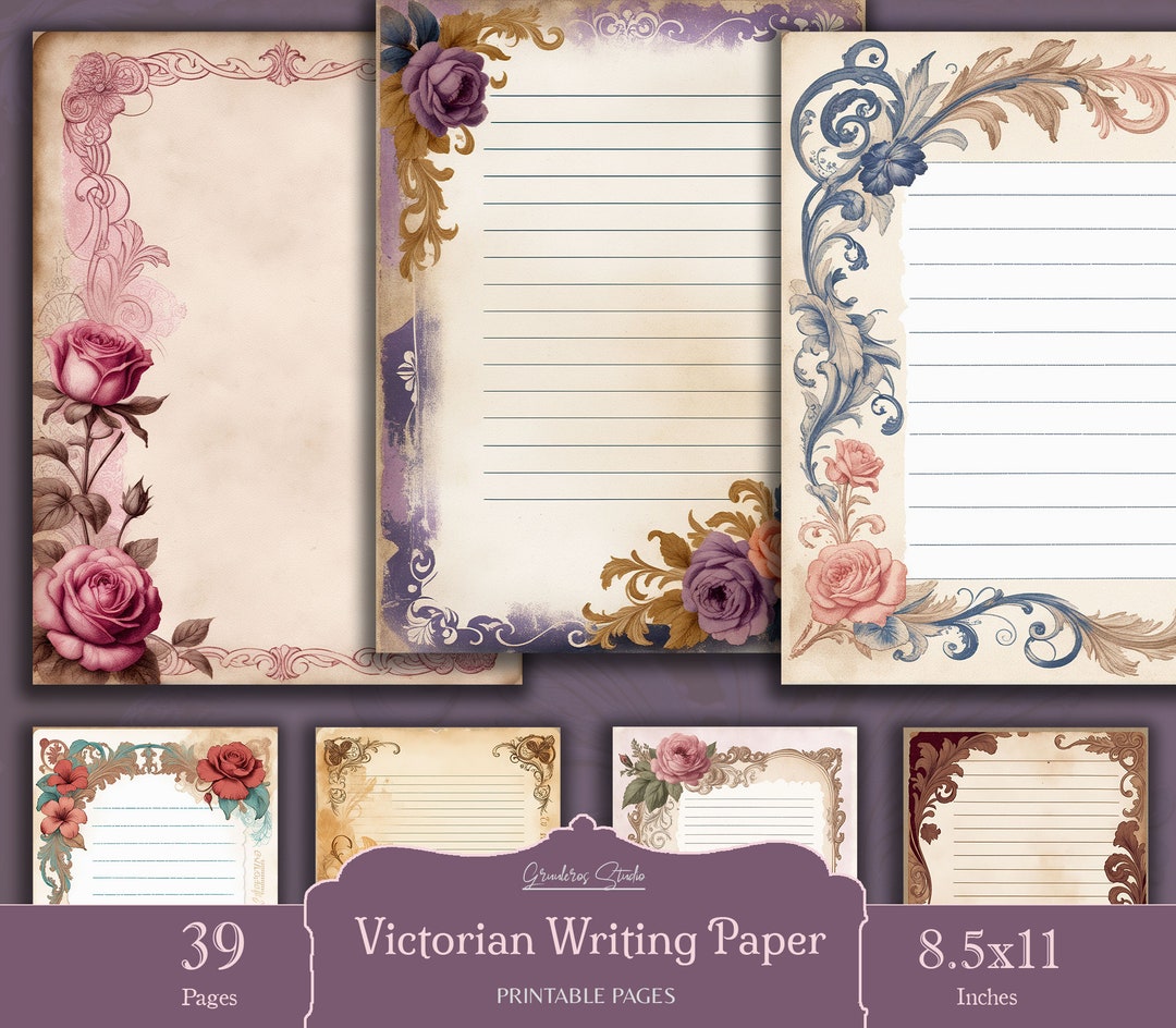 Victorian Writing Paper, Filigree Pages, Collage Printable Junk Journal ...