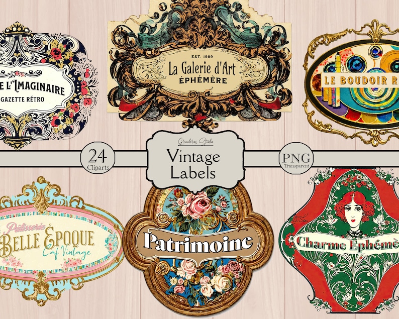 Printable Vintage French Labels, Junk Journal Kit, Label Printable ...
