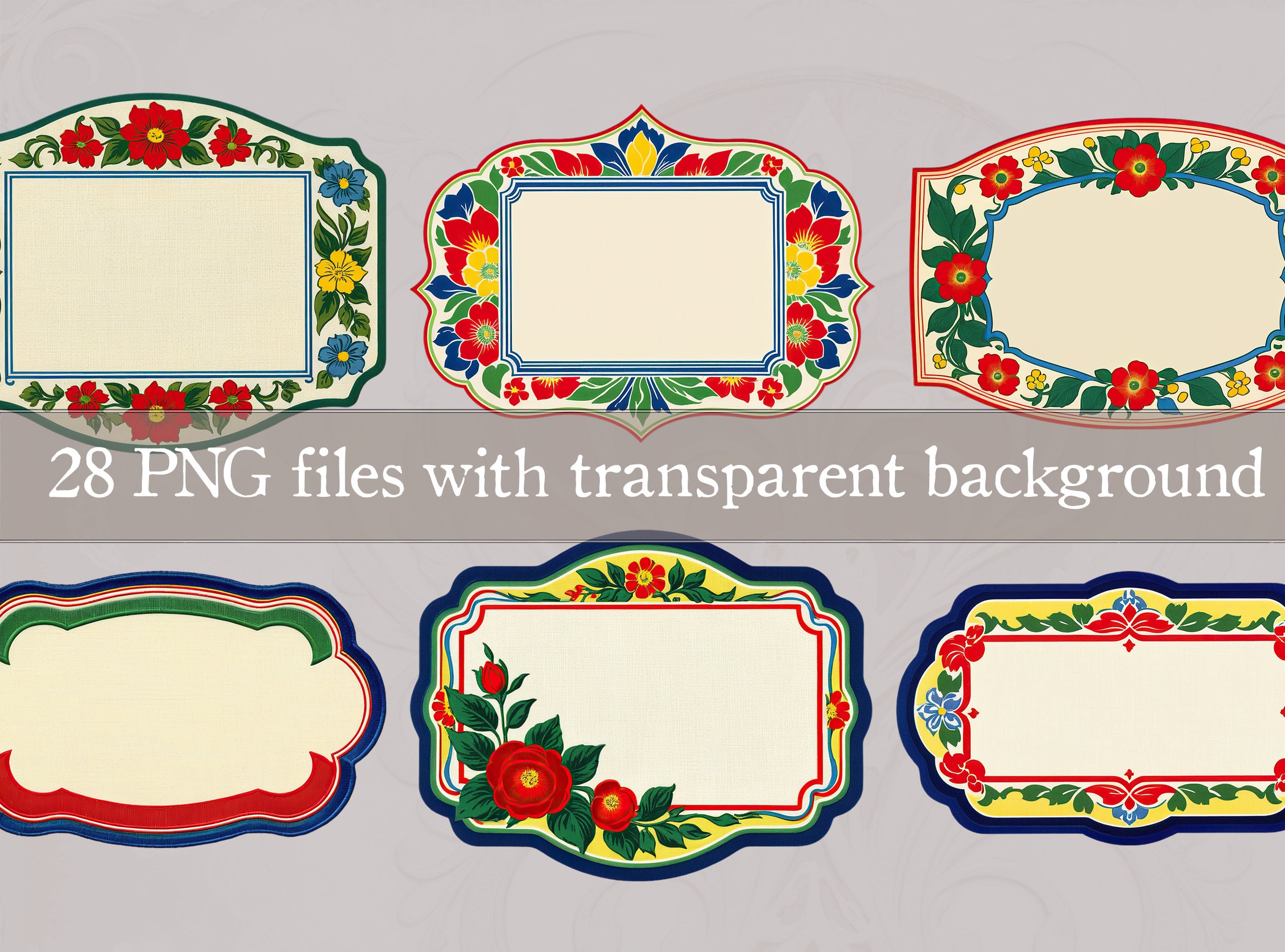 Vintage Blank Labels, Vintage Floral Labels, PNG & A4 Files, Old Labels ...