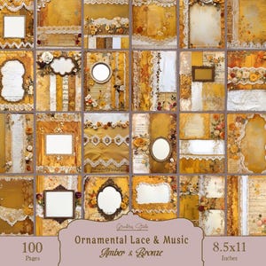 Amber Lace Digital Paper: Shabby Chic Scrapbook Pages (digital Download ...