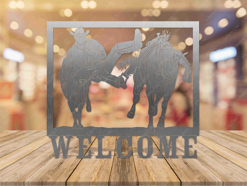 Rodeo Cowboy Welcome Metal Sign Liberty CNC Plasma Cut Powder Coated ...
