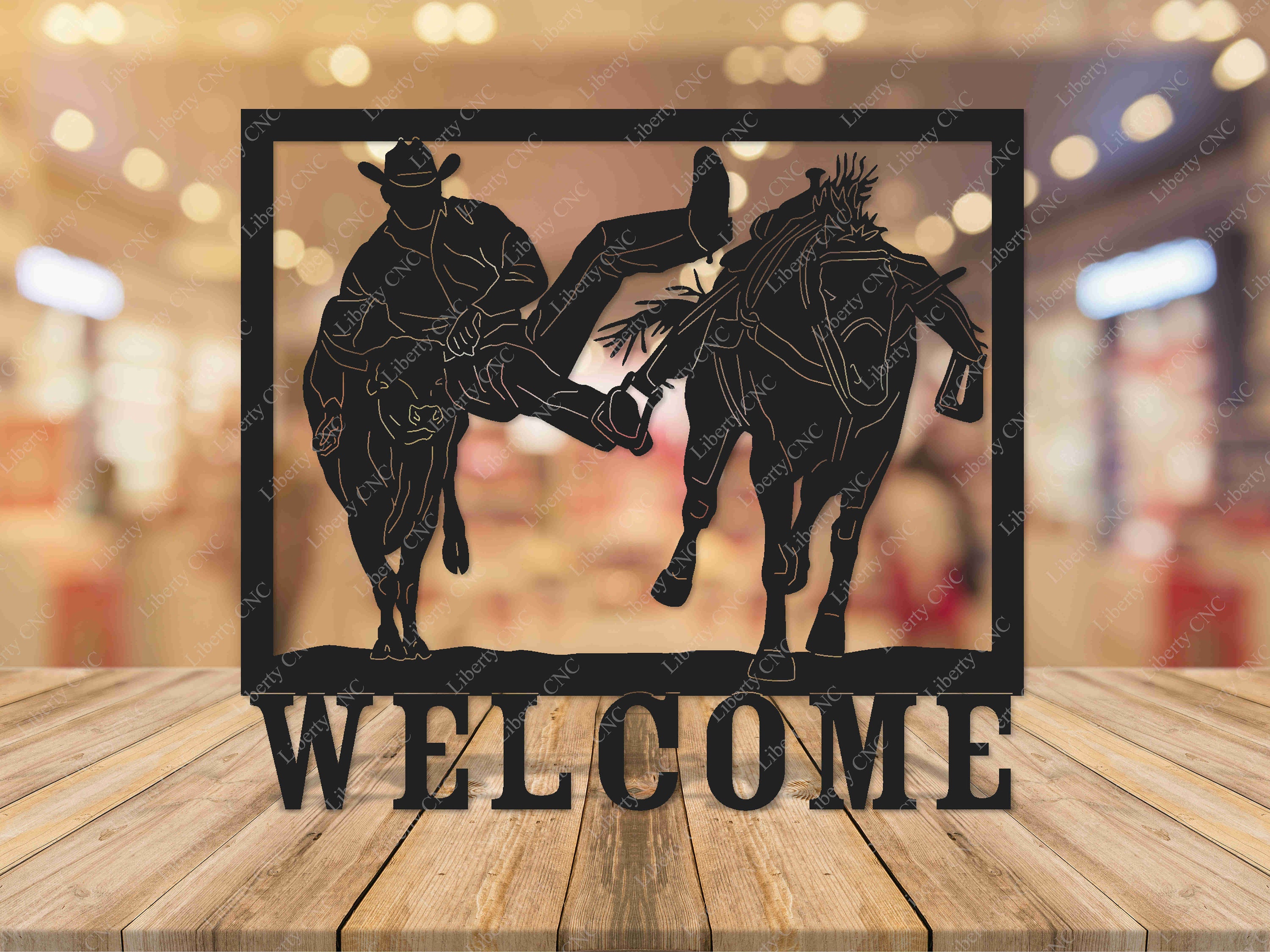Rodeo Cowboy Welcome Metal Sign Liberty CNC Plasma Cut Powder Coated ...