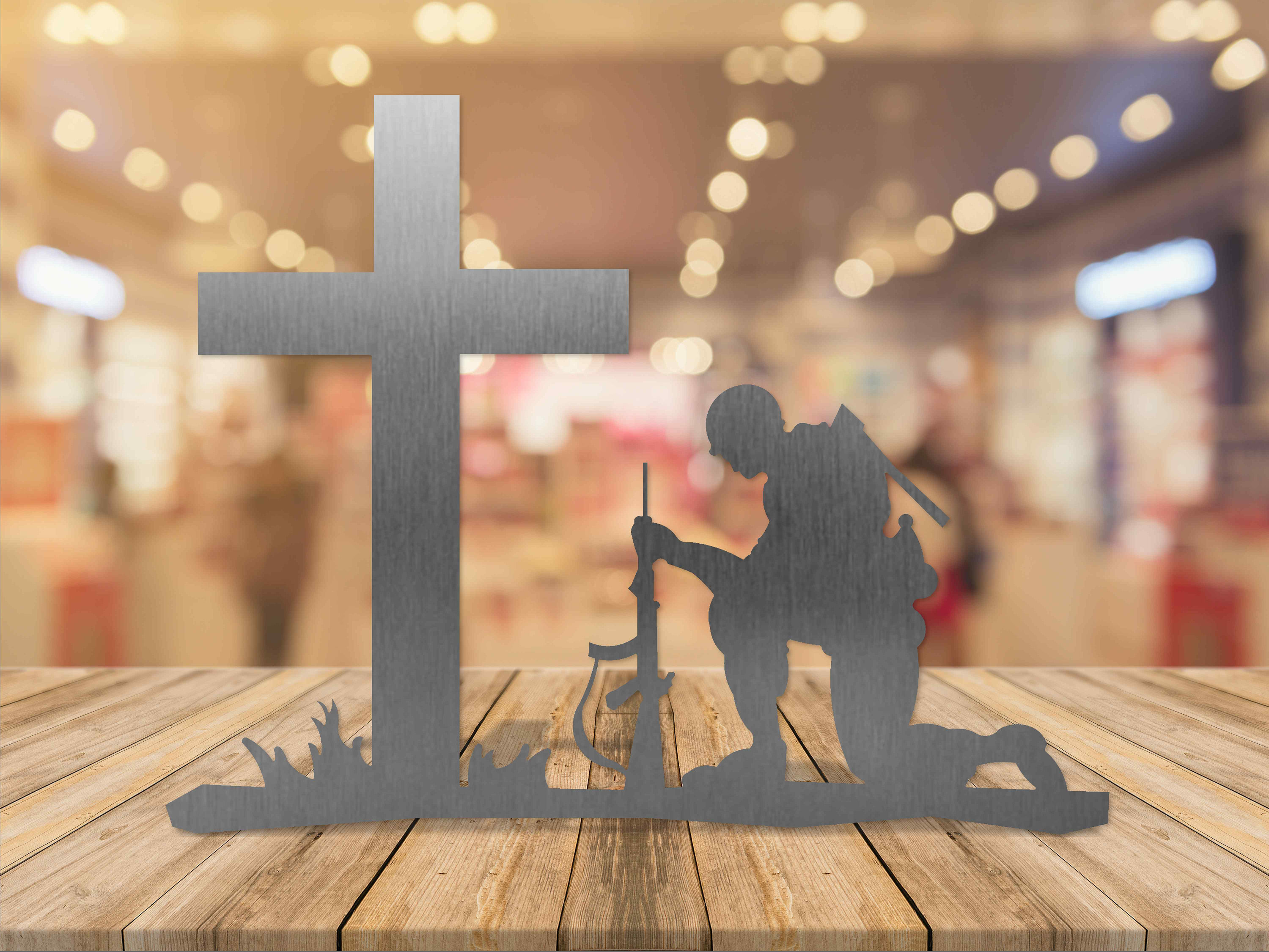 Soldier Praying at Cross Metal Sign Liberty CNC Plasma Cut Powder ...
