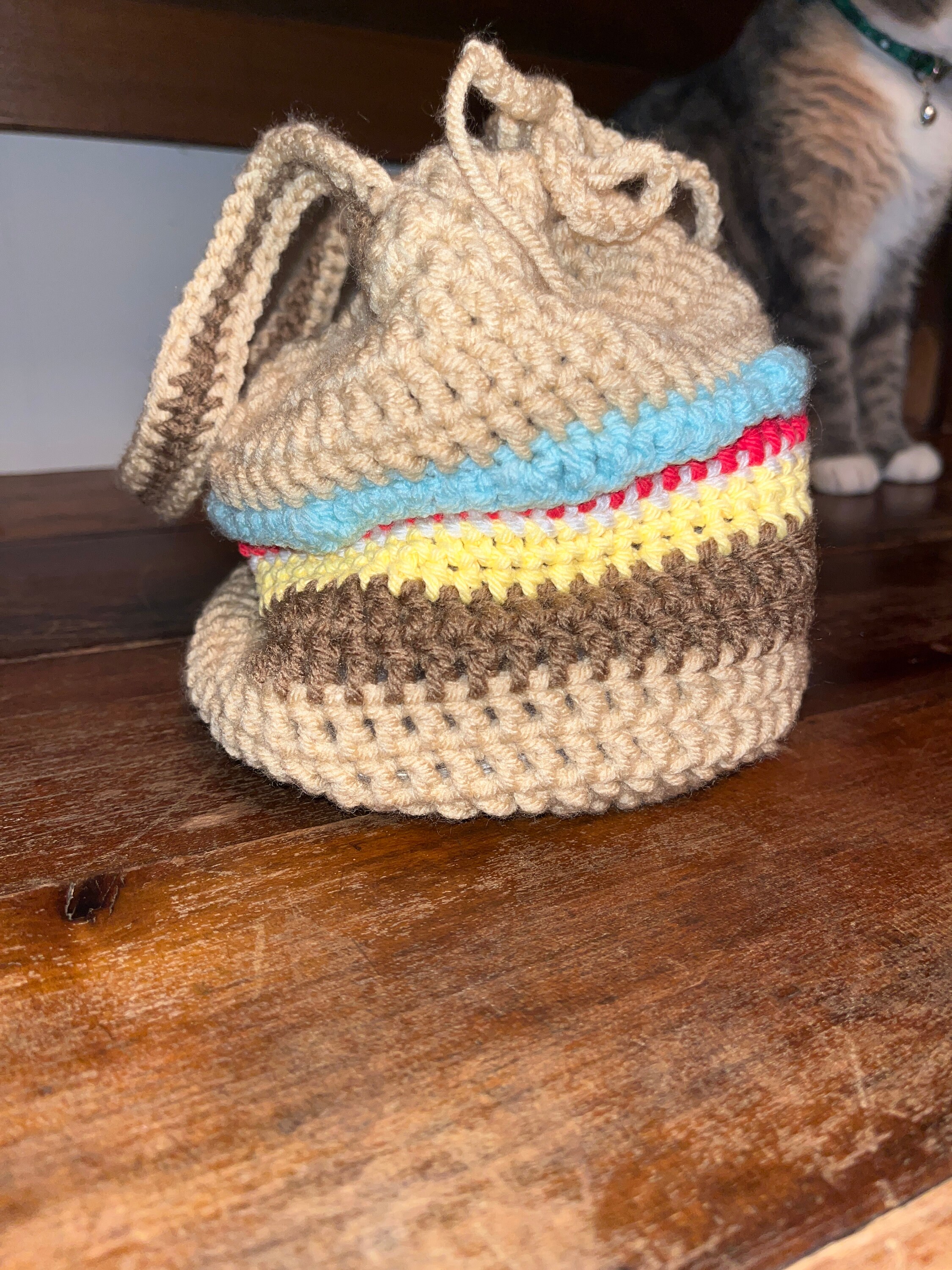 Burger Drawstring Bag Handmade Crochet Purse - Etsy