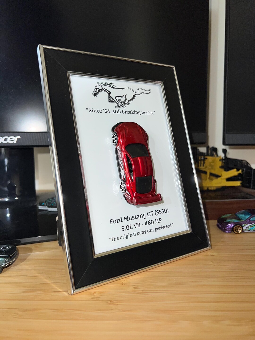 Custom 4”x6” Hot Wheels Frame– Ford Mustang GT | Desk Art for Car ...
