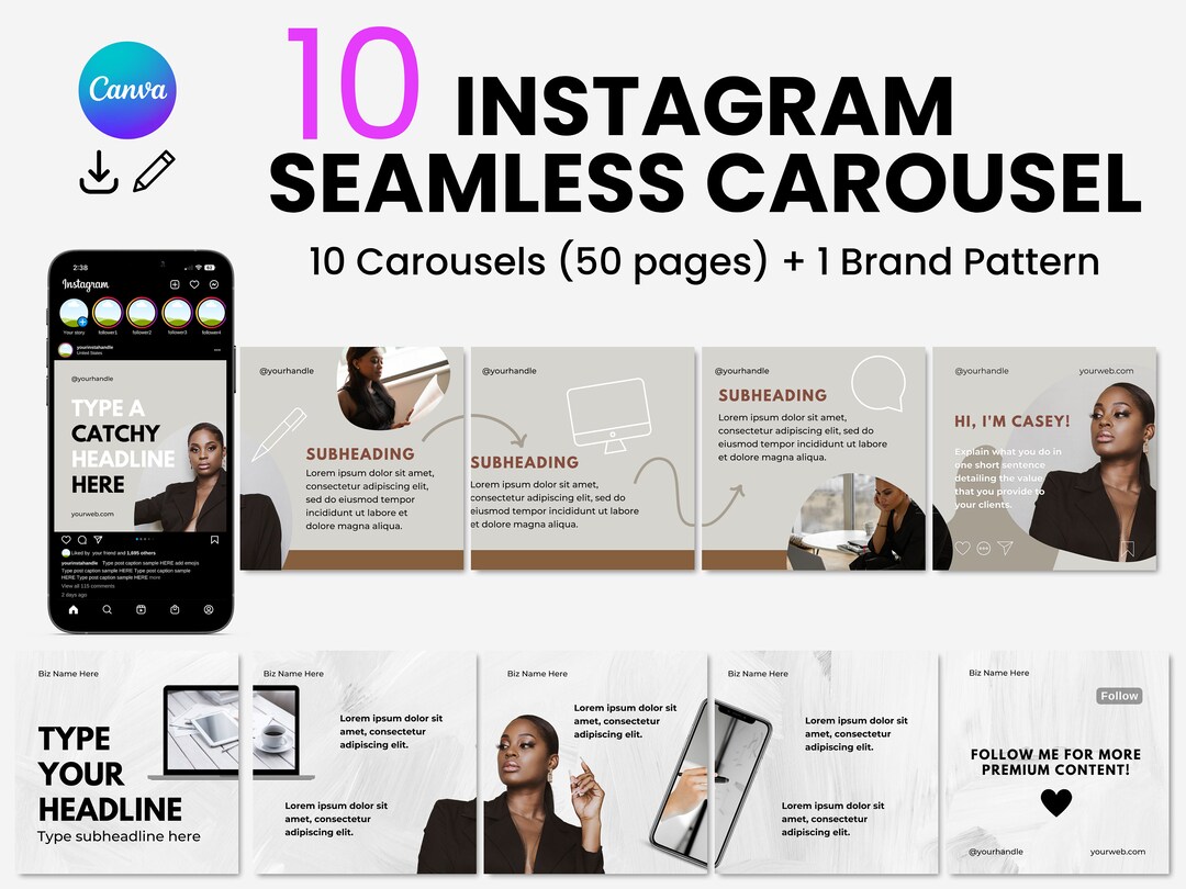 Canva Template for Instagram Seamless Carousel, Instagram Carousel ...