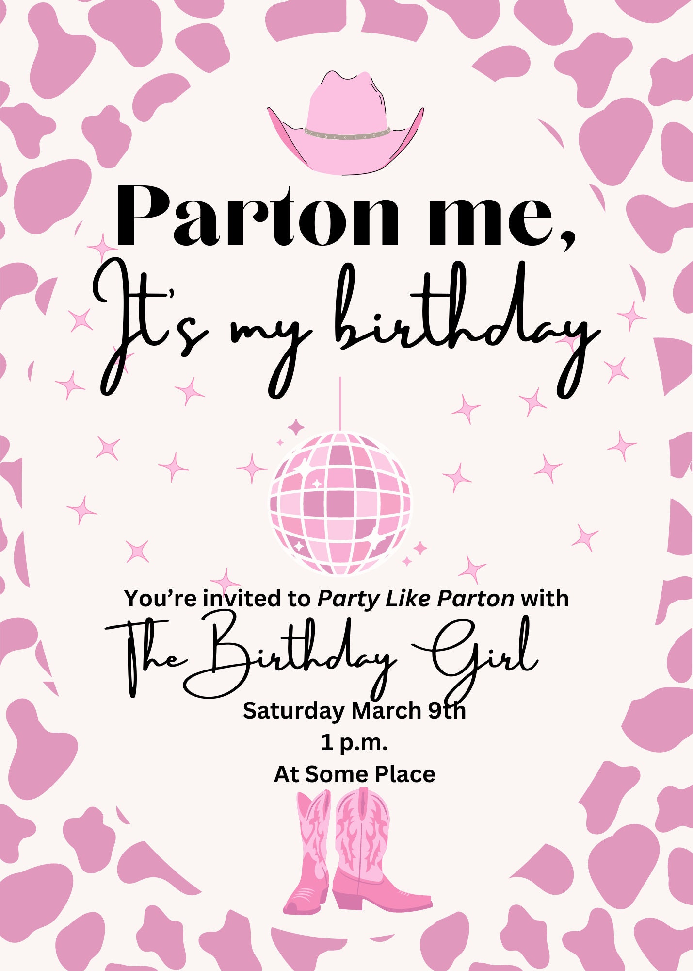 Disco Cowgirl Birthday Invitation - Etsy