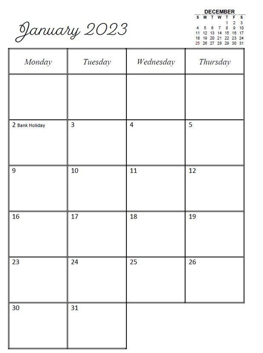 A5 - Monthly Calendar for 2023 on 2 Pages - Etsy
