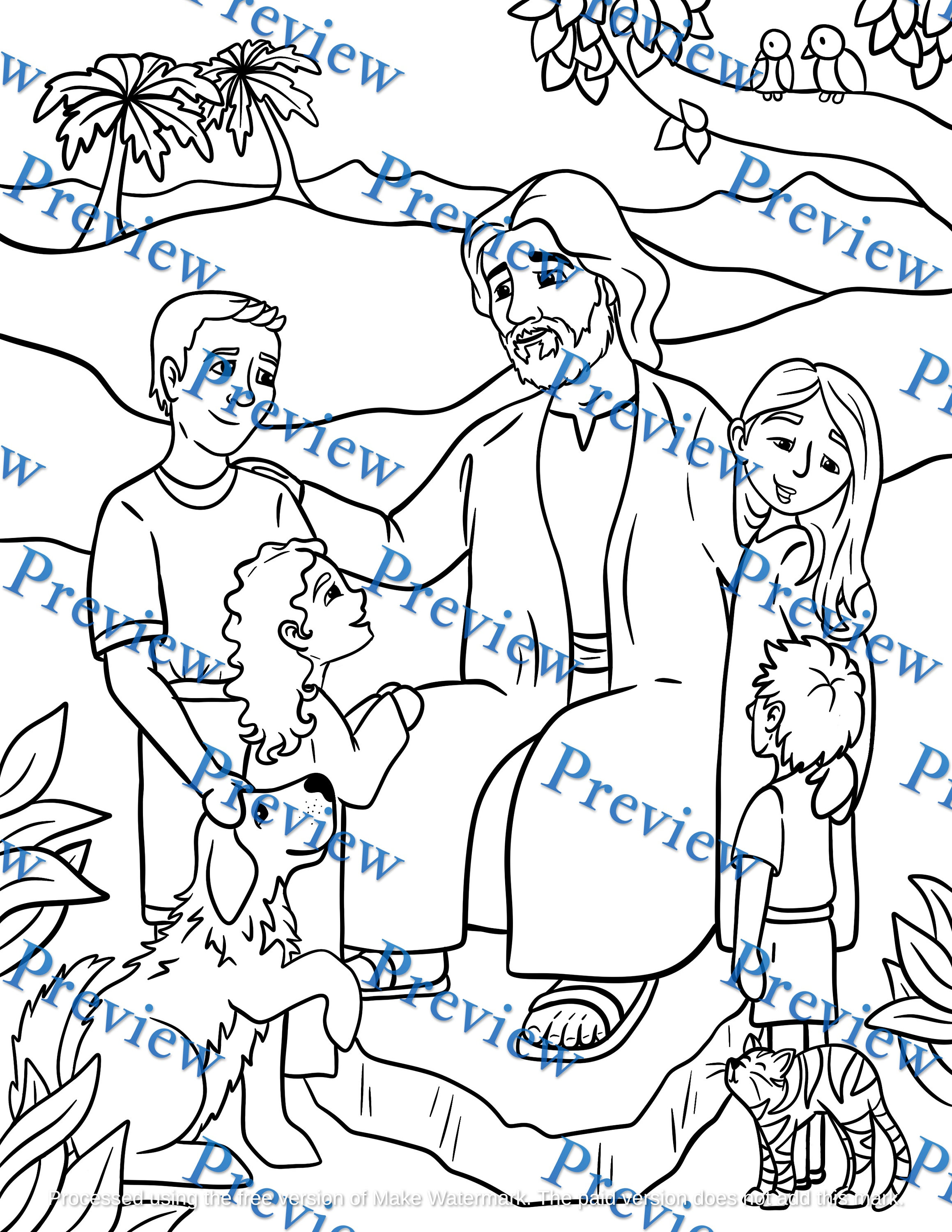 Christ and Children Coloring Page - Etsy