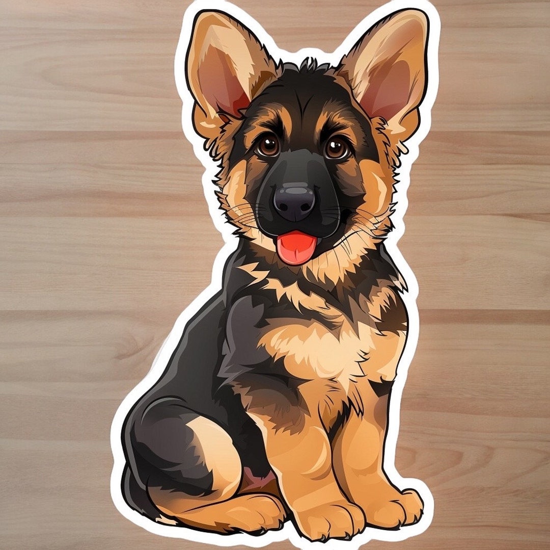 Cartoon German Shepherd Sticker - Etsy