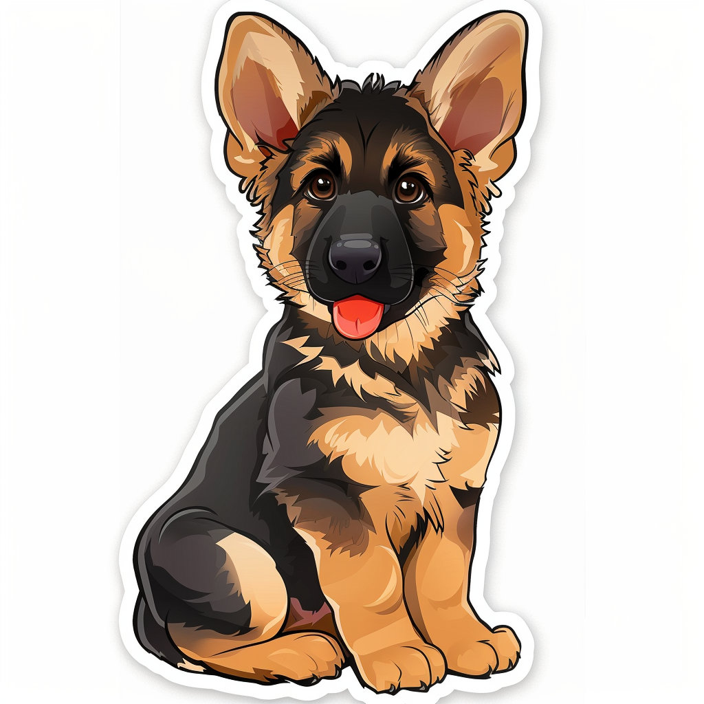 Cartoon German Shepherd Sticker - Etsy