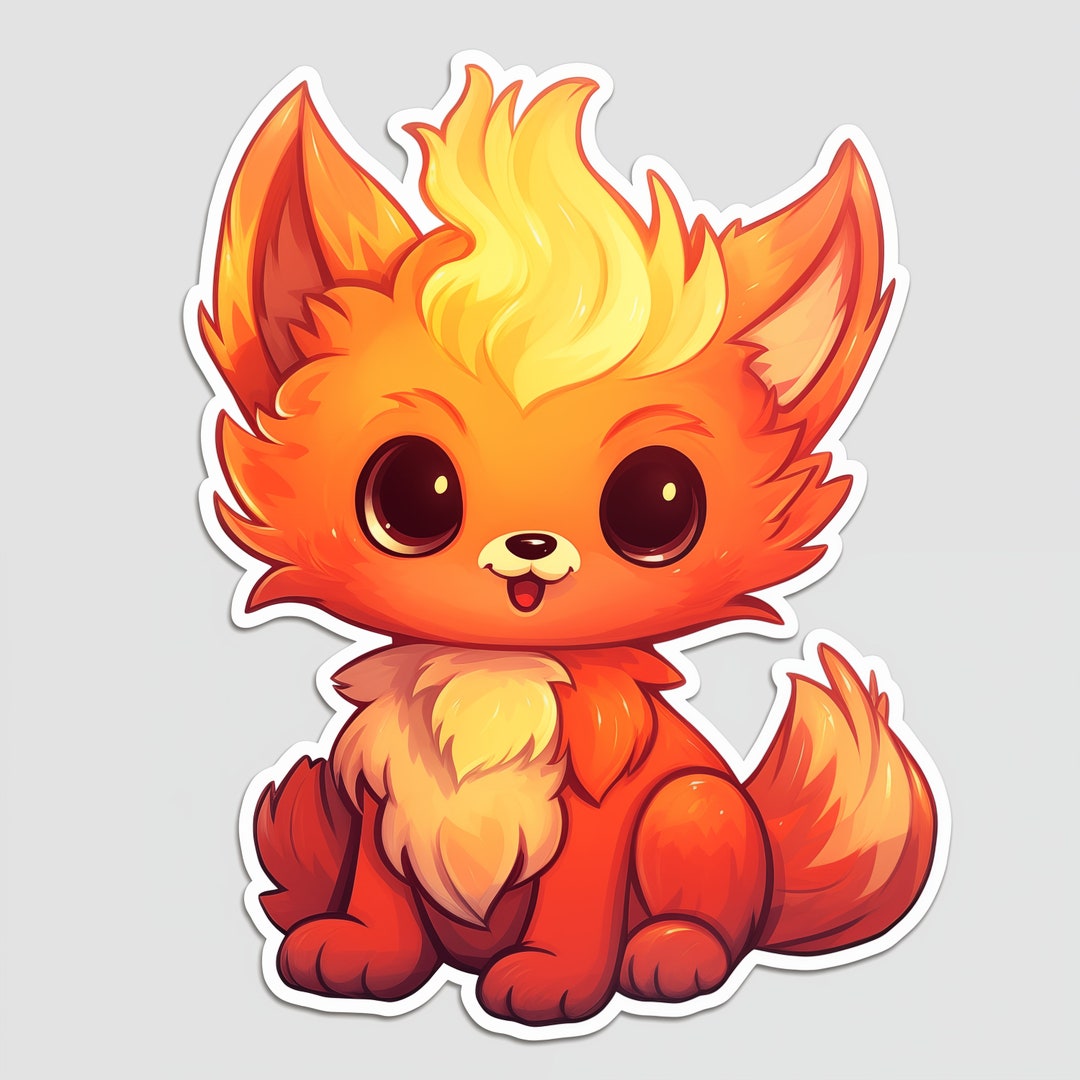 Cute Flaming Fox Sticker - Etsy