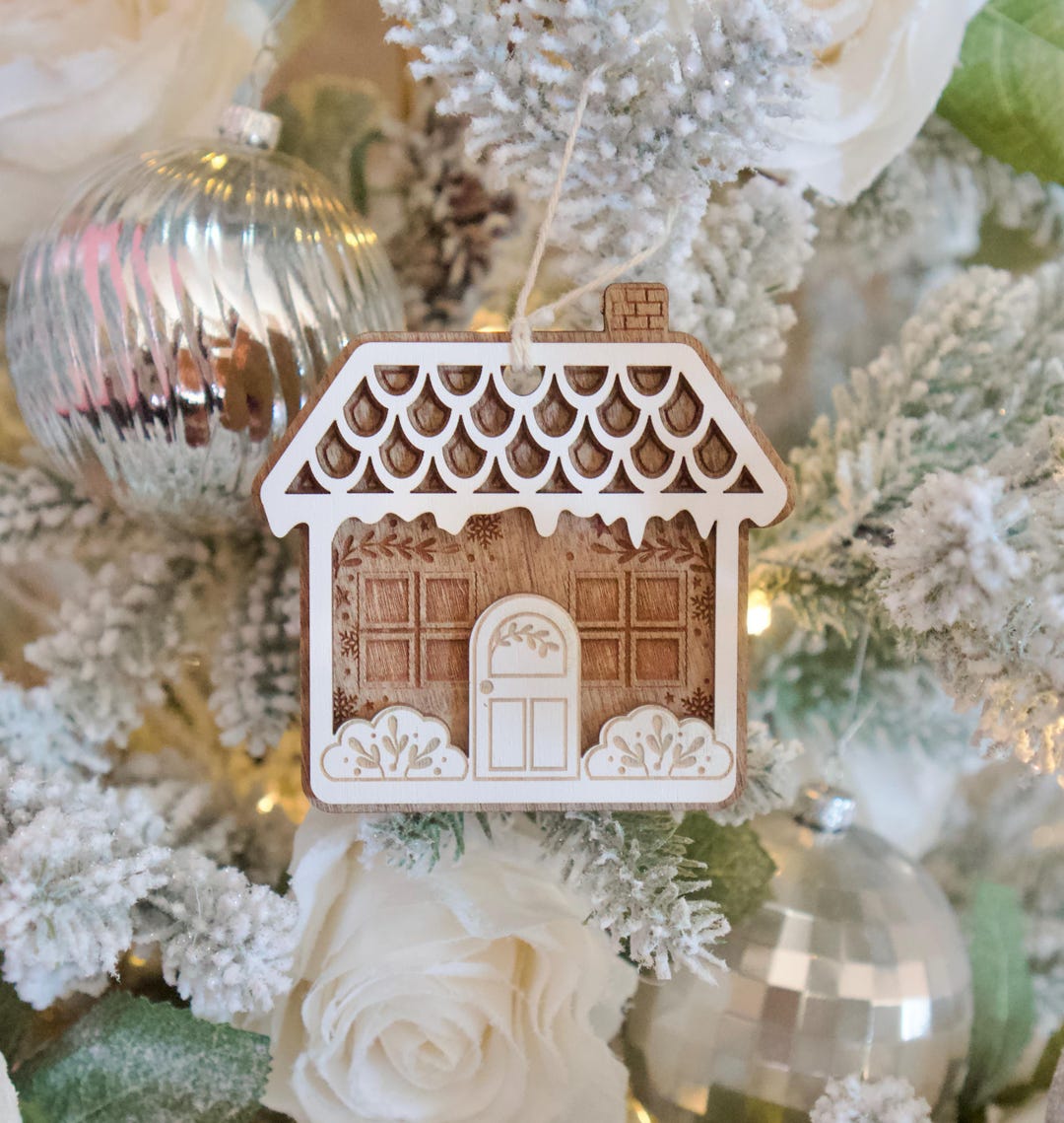 Wooden Laser Cut Gingerbread House Ornament - Etsy