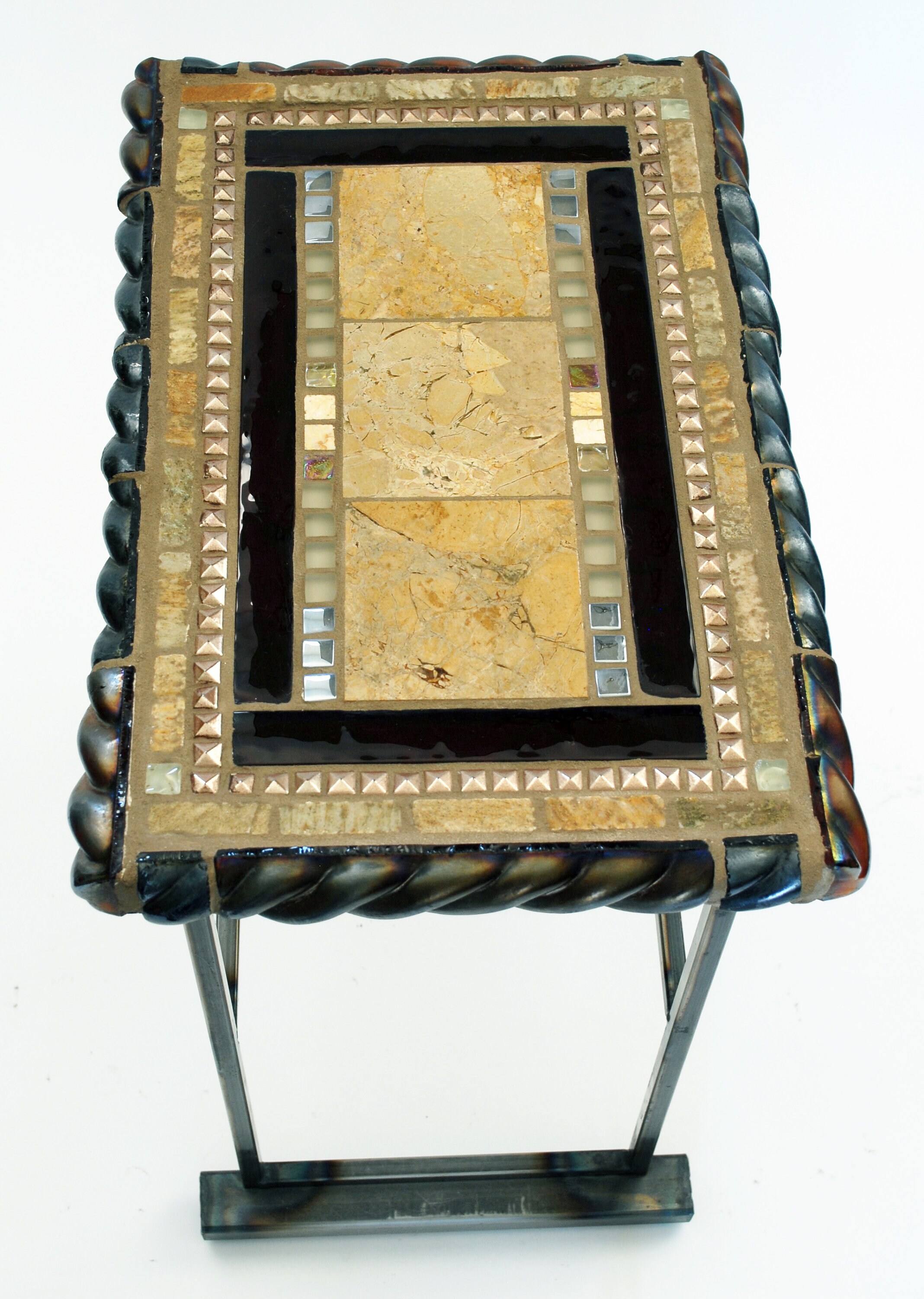 Alhambra Bespoke One of a Kind Upcycled Mosaic Tile and Steel Welded Side / Accent Table or ...