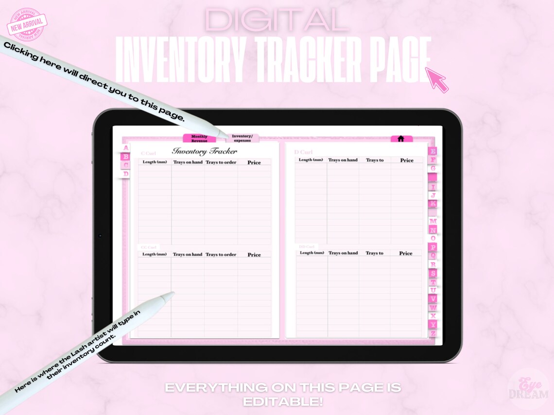 Lash Tech Record Book ,lash Record Book | Inventory Tracker | Monthly ...