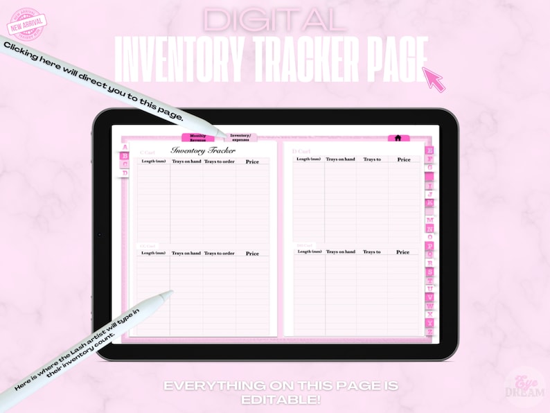 Lash Tech Record Book ,lash Record Book | Inventory Tracker | Monthly ...