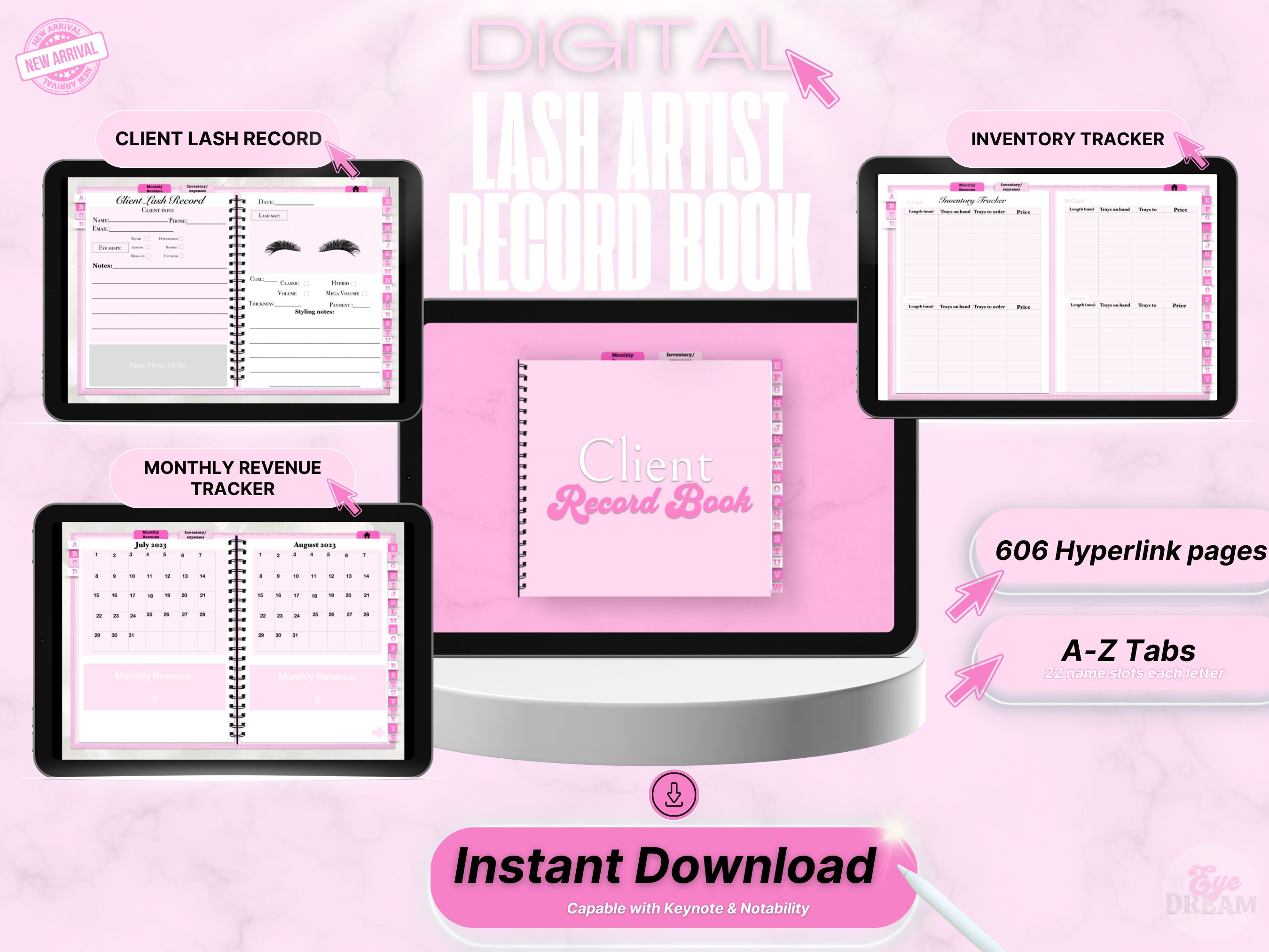 Lash Tech Record Book ,lash Record Book | Inventory Tracker | Monthly ...