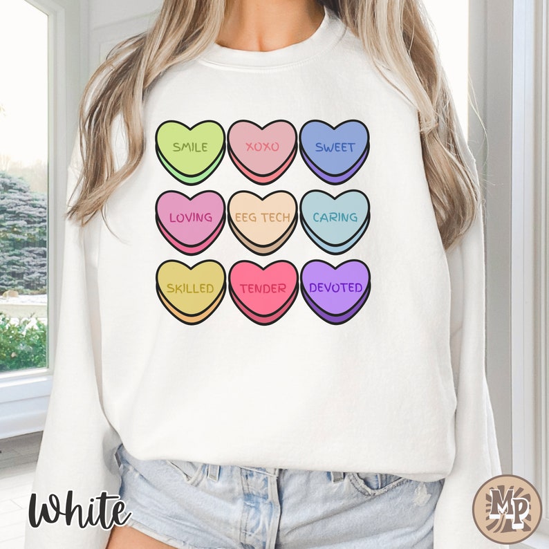 Hot Pink Retro EEG Tech Valentine's Day Sweatshirt, EEG Tech Apparel ...