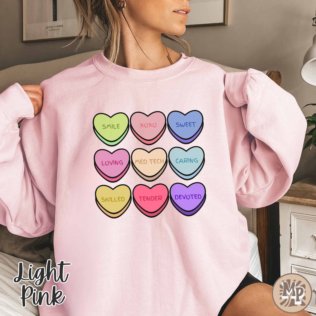 Hot Pink Retro Medication Tech Valentine's Day Sweatshirt, Medication ...