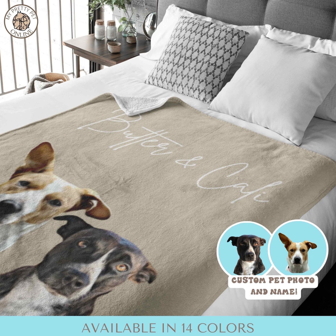 Personalized Dog Keepsake, Pet Photo Blanket, Dog Face Blanket, Custom ...