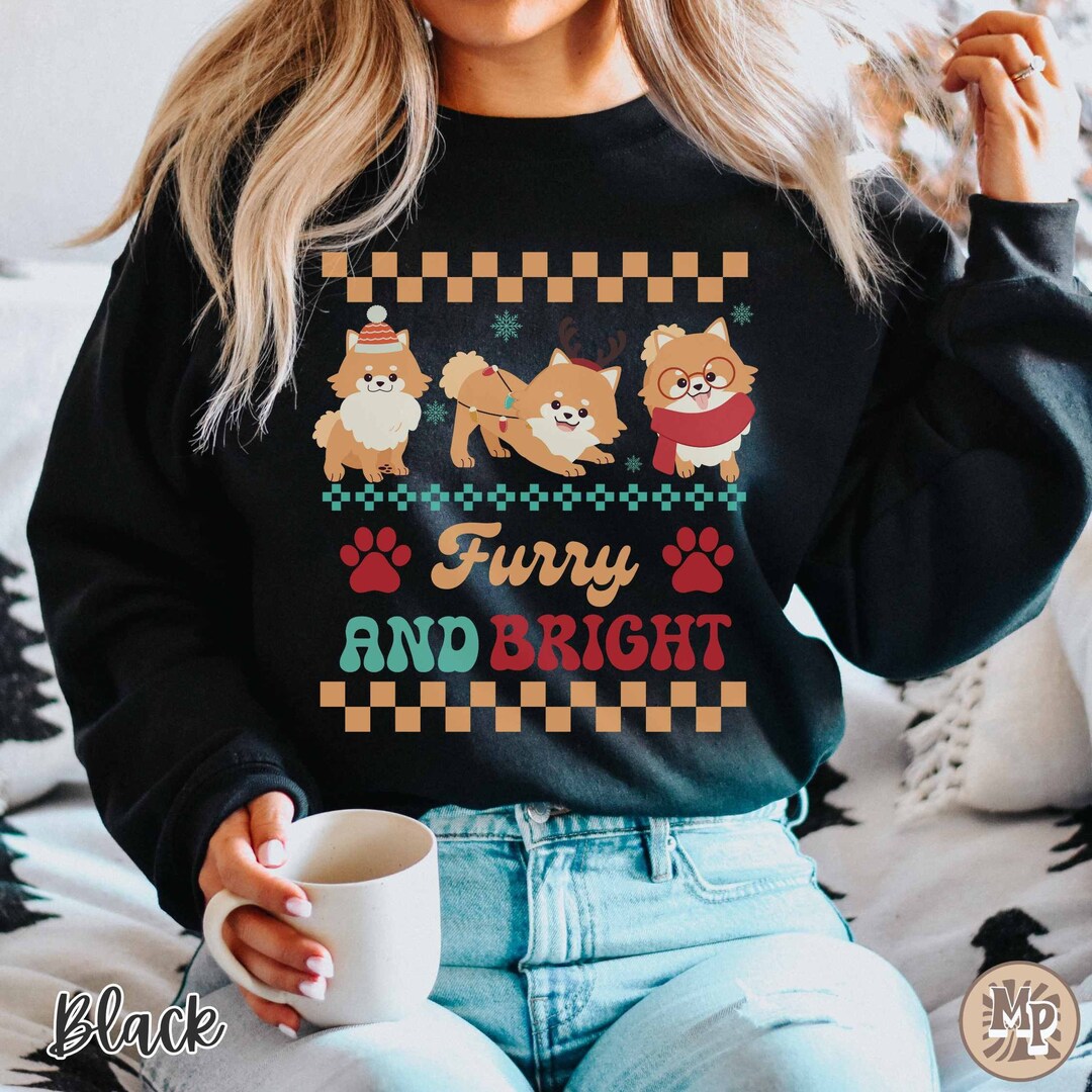 Cute Pomeranian Dog Ugly Christmas Sweatshirt, Pomeranian Dog Sweater ...