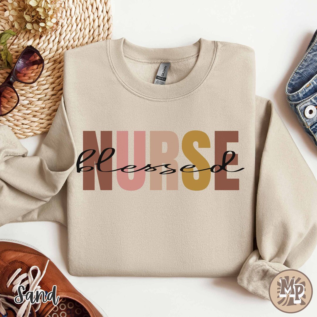 Blessed Nurse Sweatshirt, Registered Nurse Sweater, RN Sweatshirt ...