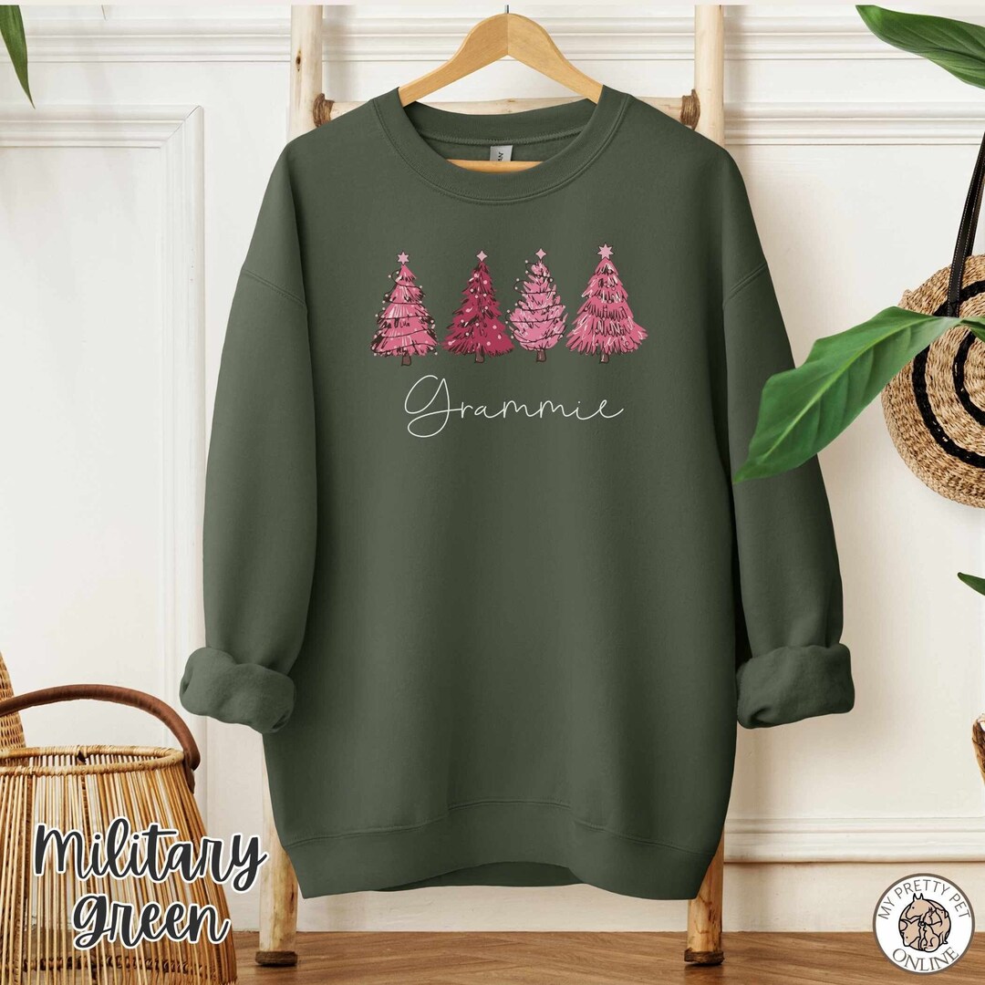 Grammie Pink Christmas Tree Sweatshirt Vintage, Grammie Name on ...