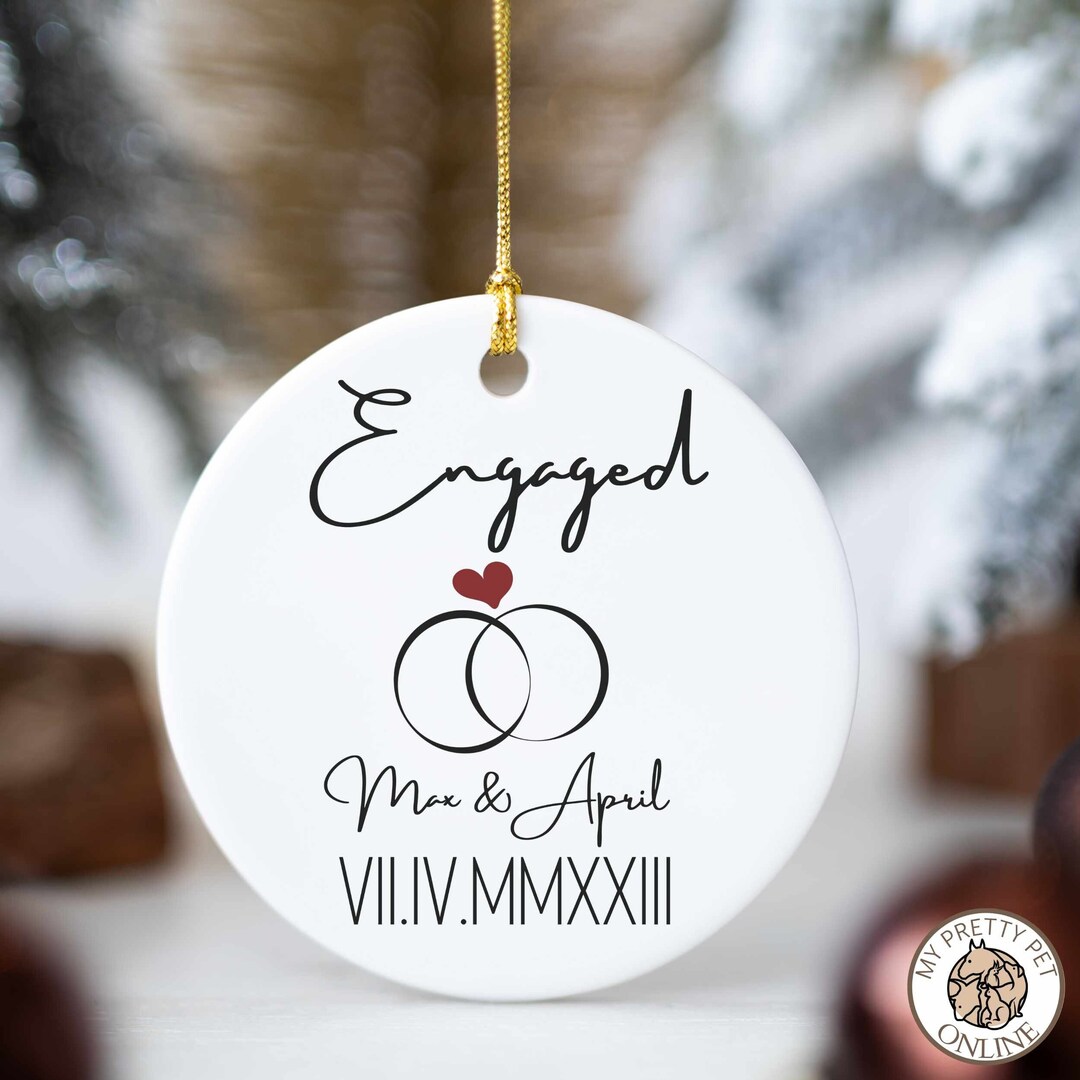 Custom Engagement Day Keepsake Ornament Personalized Engage Couple ...