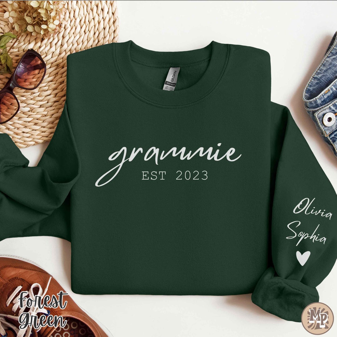 Custom Grammie Sweatshirt With Grandkids Name on Sleeve, Gift for ...