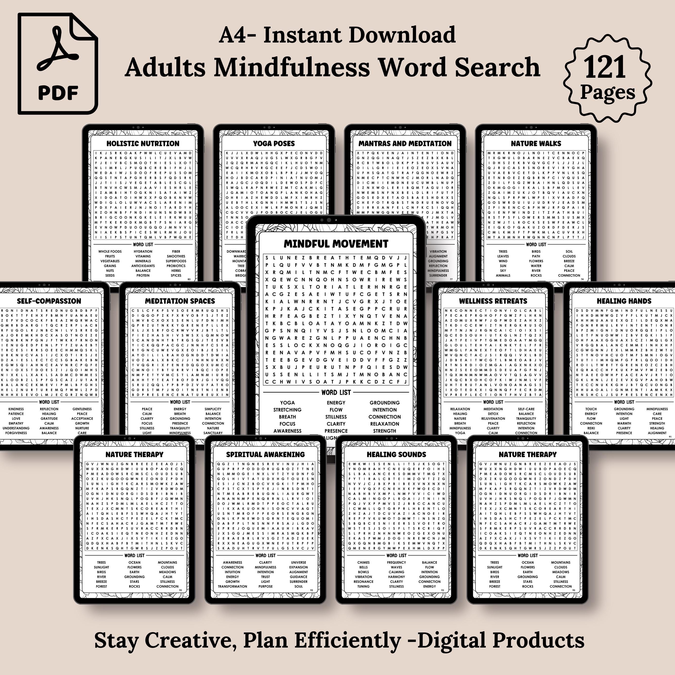 Printable Mindfulness Word Search for Adults — The Green Mountain Mamas
