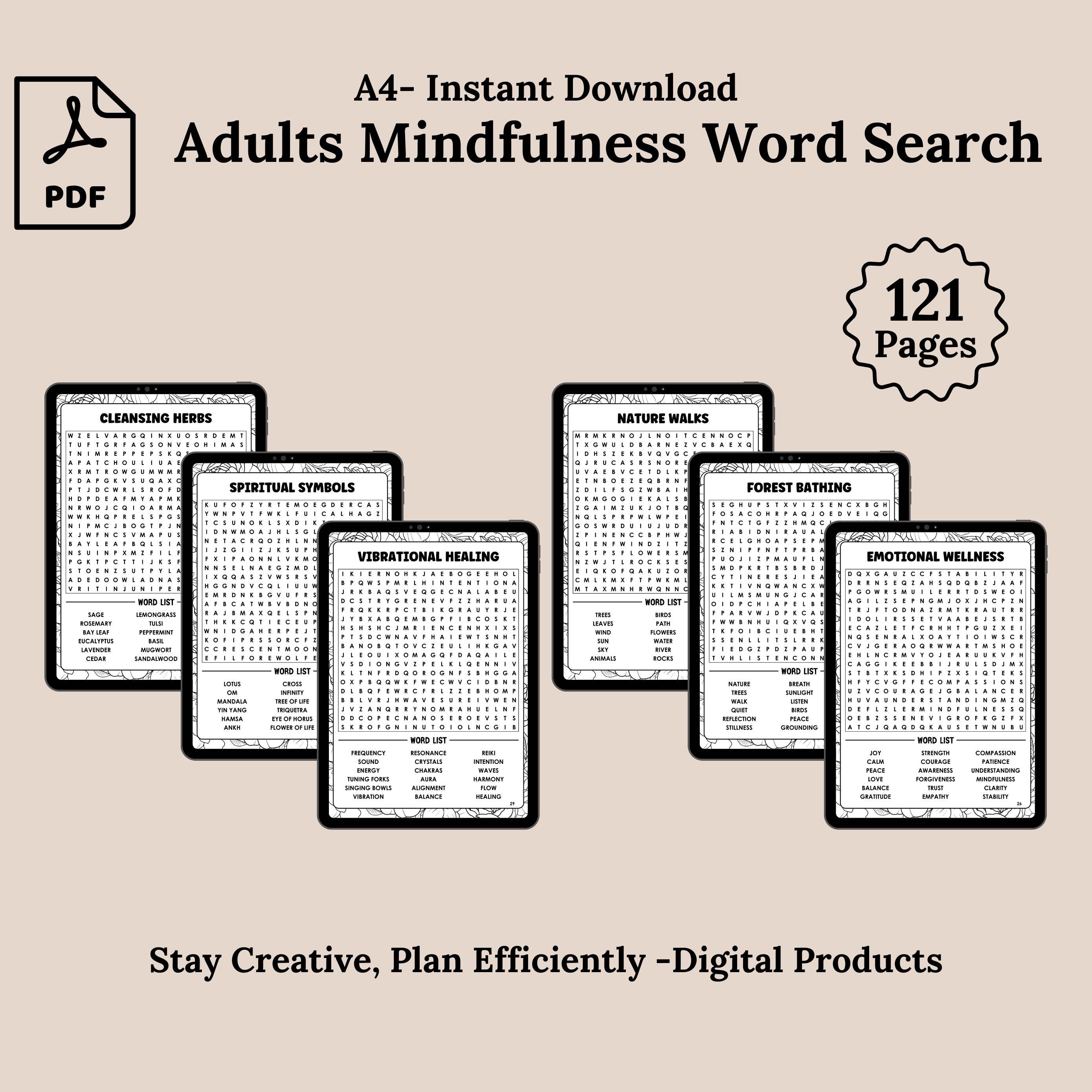 Printable Mindfulness Word Search for Adults — The Green Mountain Mamas