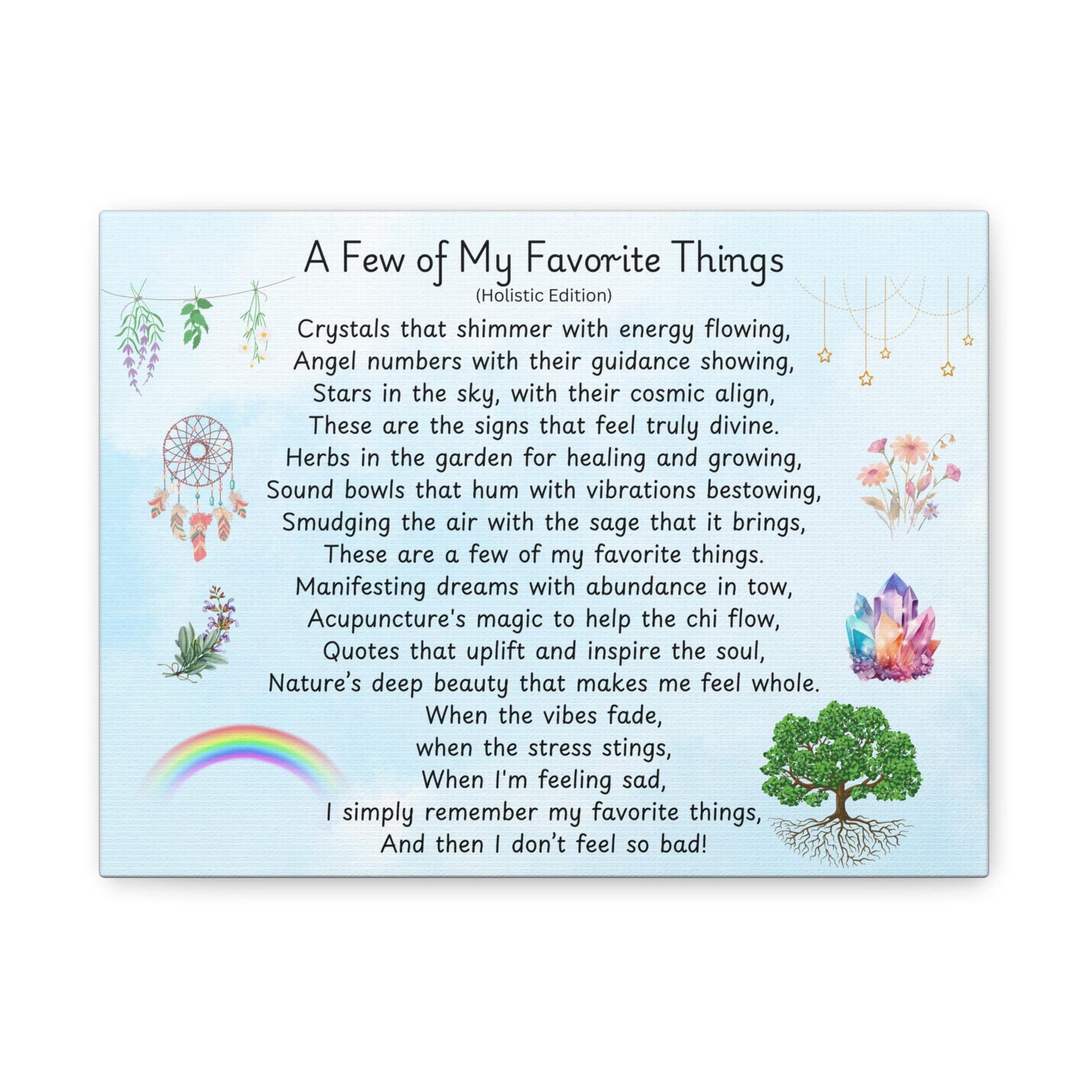 Holistic Wall Art Canvas Spiritual Poem Decor, Mindfulness & Healing ...