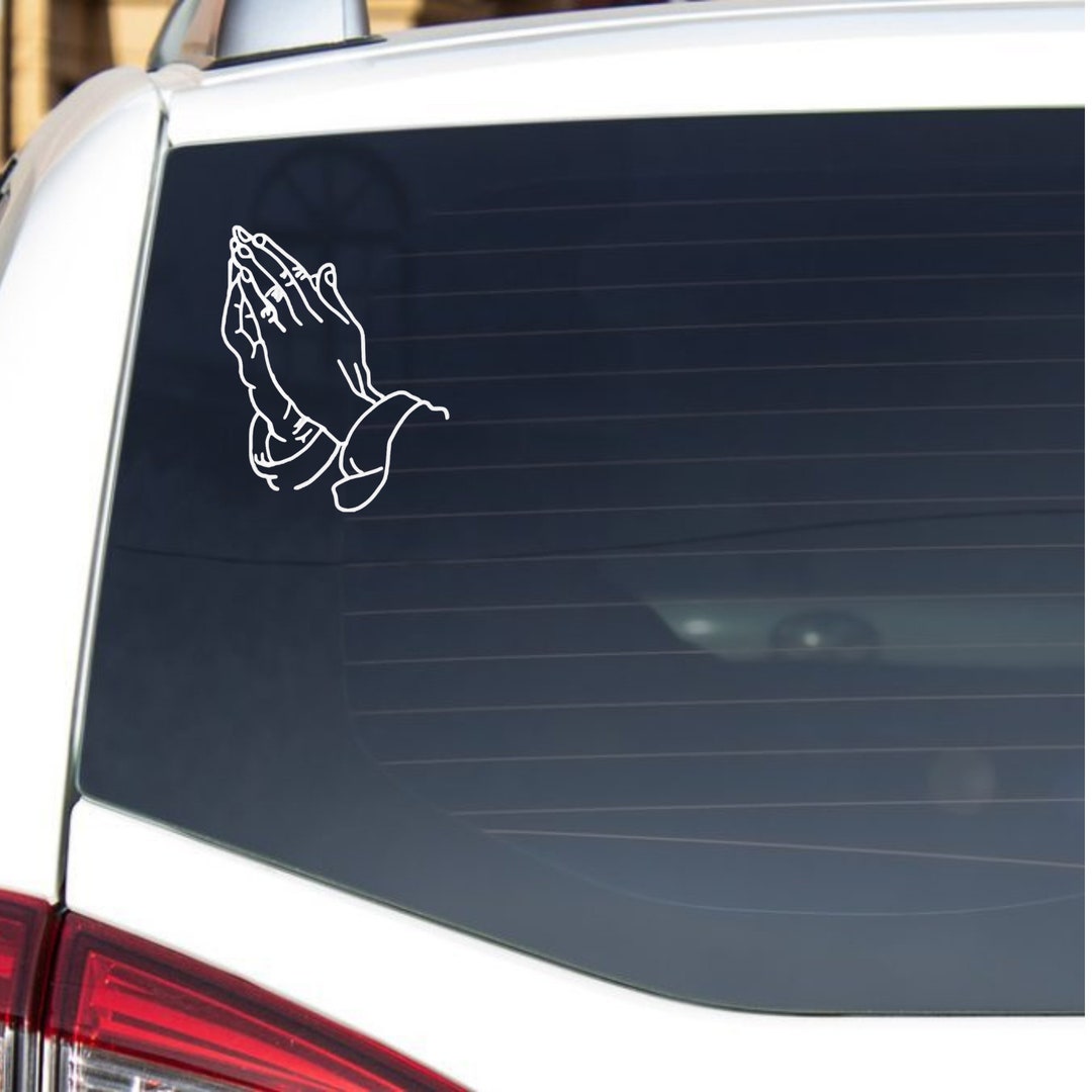 Praying Hands Car Decal, Vinyl Car Stickers, Jesus Car Decal, Praying ...