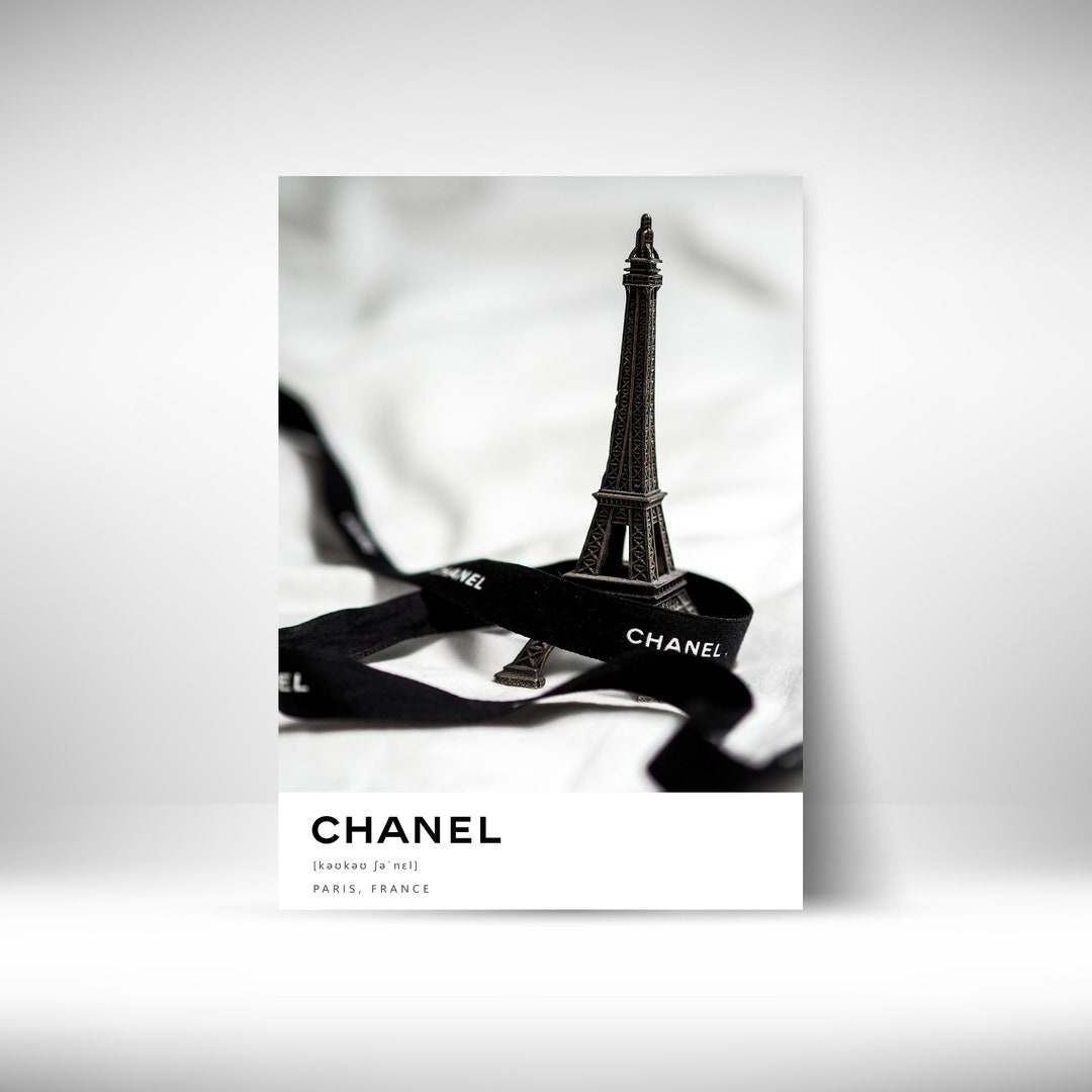 Printable Chanel Designer Wall Art, Chanel Eiffel Tower Poster, Black ...