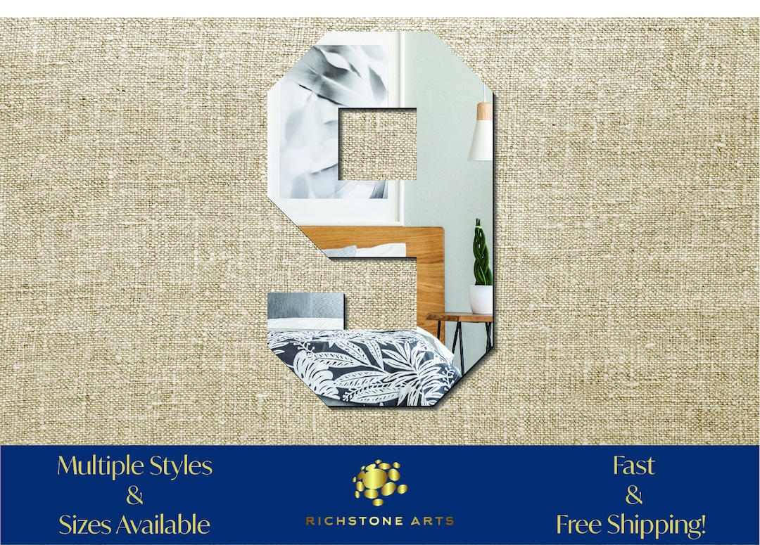 Decorative Number 9 Shaped Acrylic Mirror | Many Shapes Available - Etsy