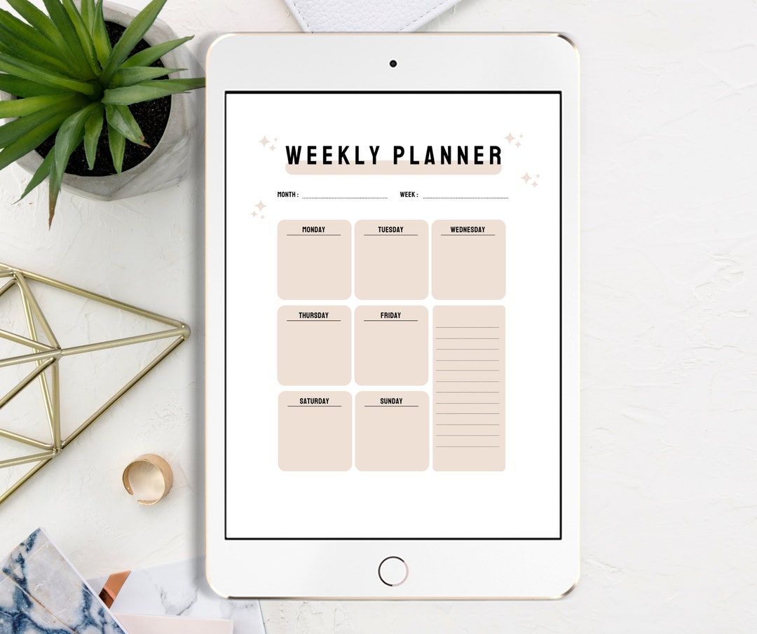 Weekly Planner, Digital Planner, Printable Planner, Goodnotes, Instant ...