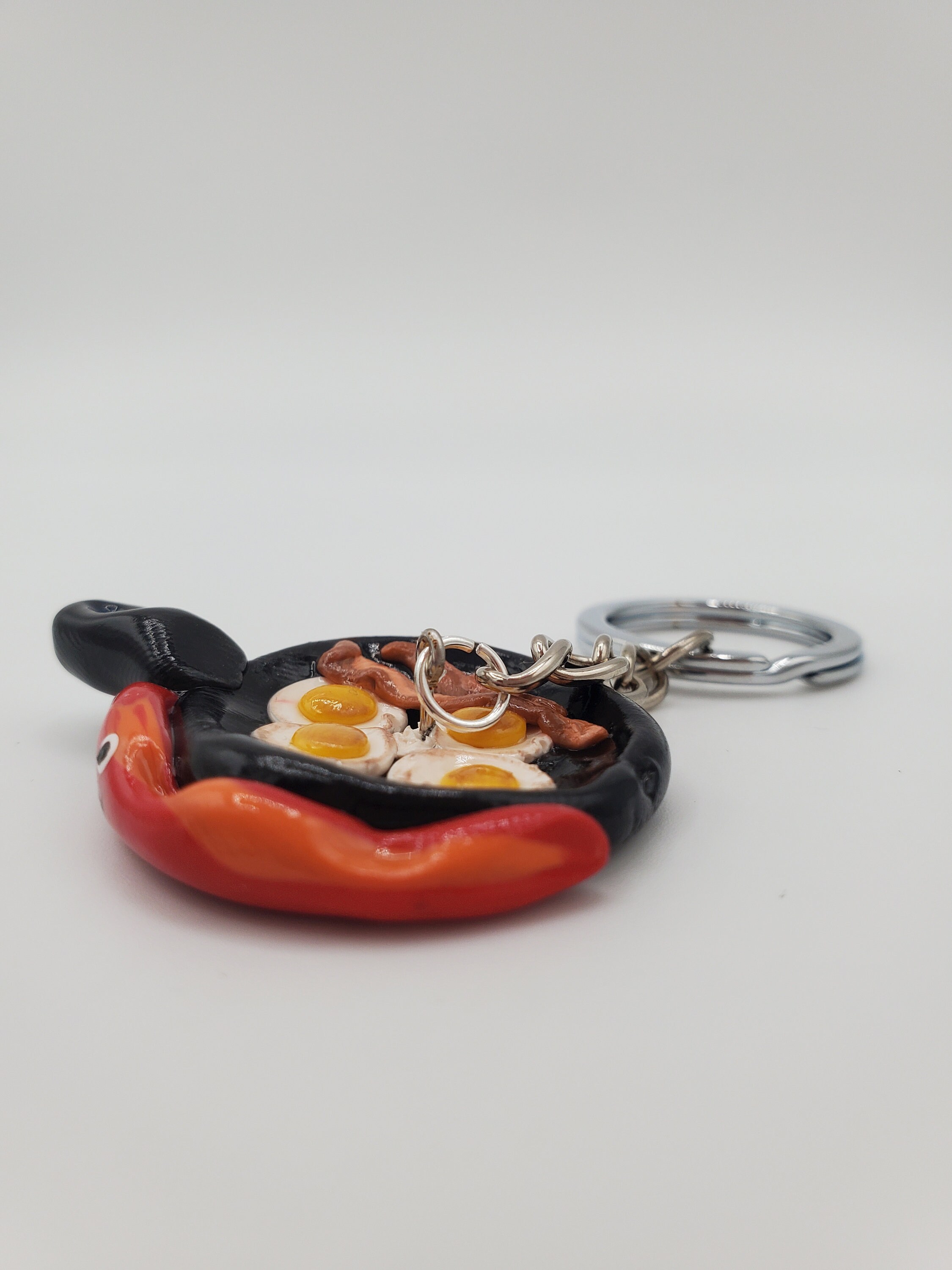 Fire Demon in a Pan / Handmade Artisan Clay Polymer Clay Keychain Anime ...