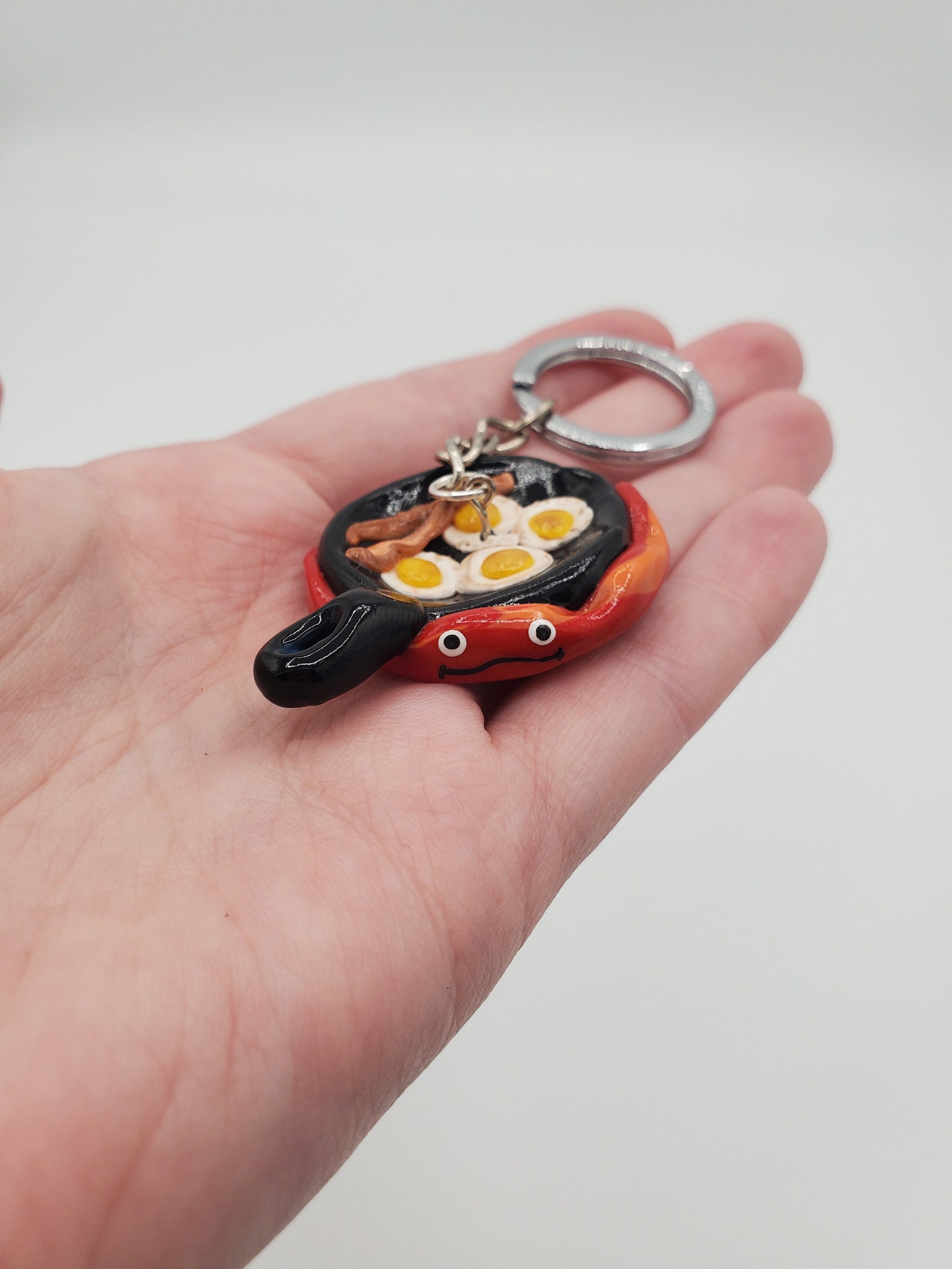 Fire Demon in a Pan / Handmade Artisan Clay Polymer Clay Keychain Anime ...