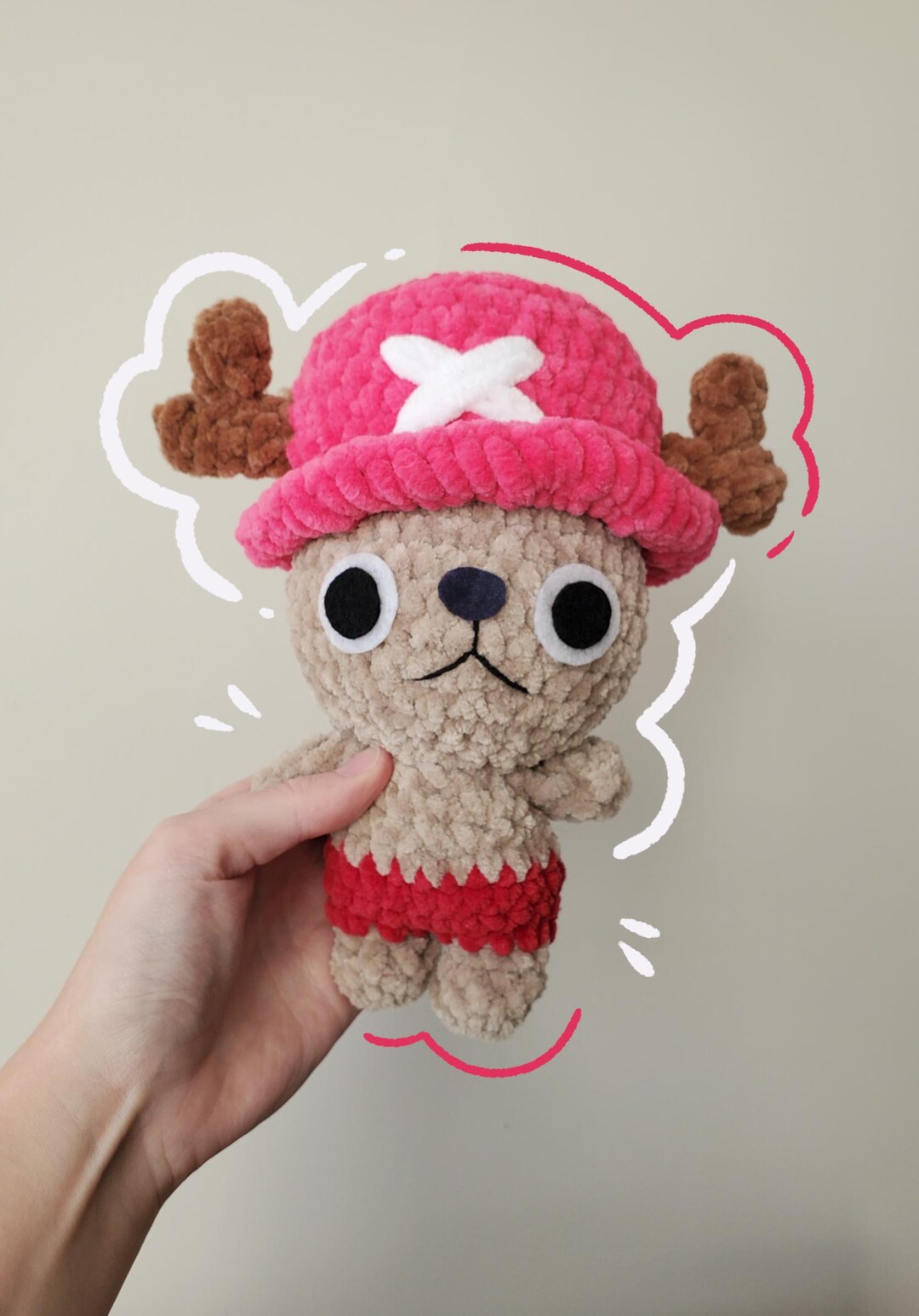Chopper the Medic Reindeer Plushie // Handmade Crochet Plush Toy - Etsy