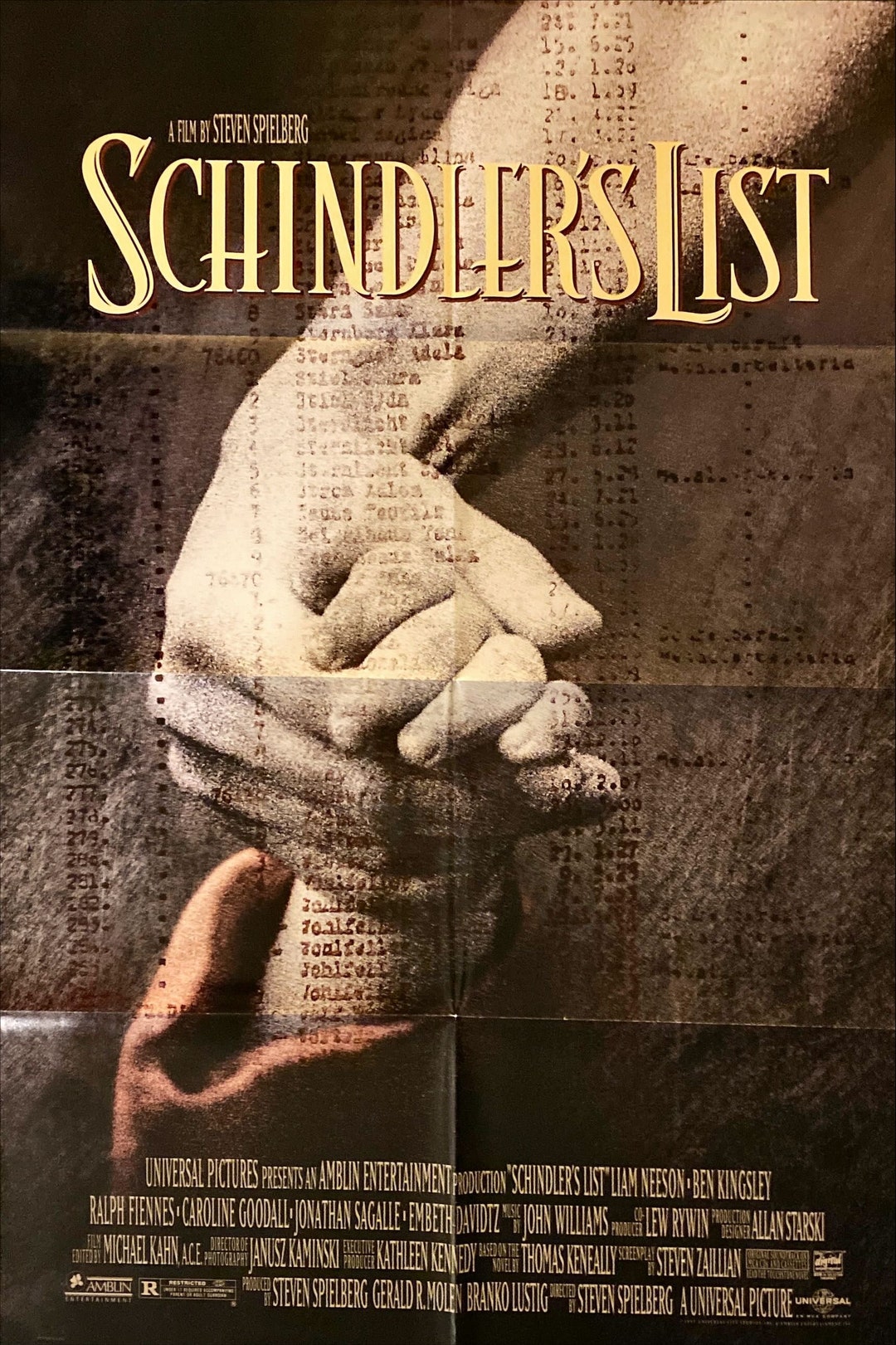 Schindlers List 1993 One Sheet Movie Poster Spielberg - Etsy