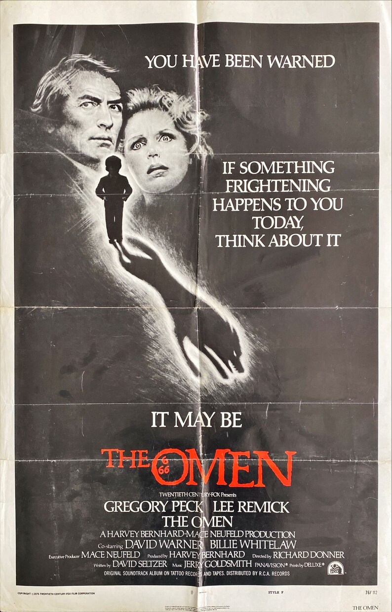 The Omen (1976) Style F Original Movie Poster, Gregory Peck Horror ...