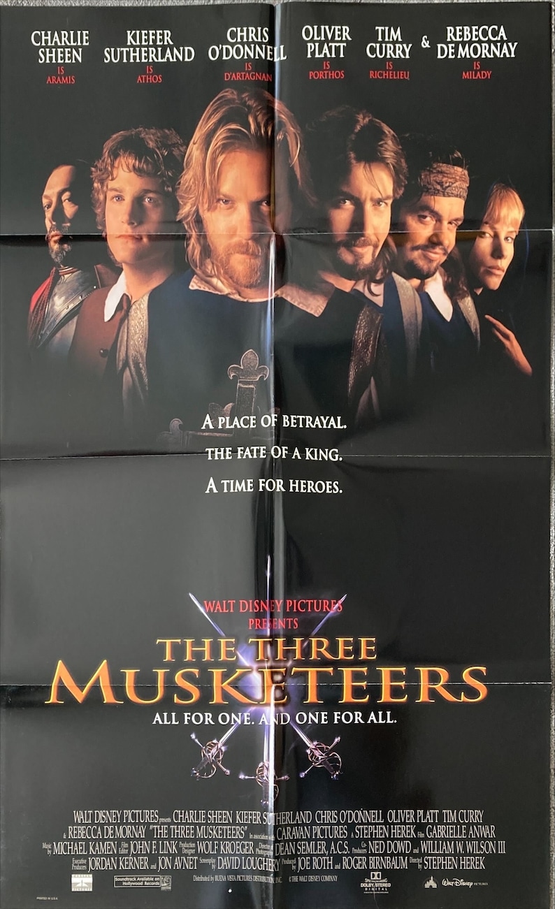 The Three Musketeers. DS 1sh '93 Walt Disney, Charlie Sheen, Kiefer ...