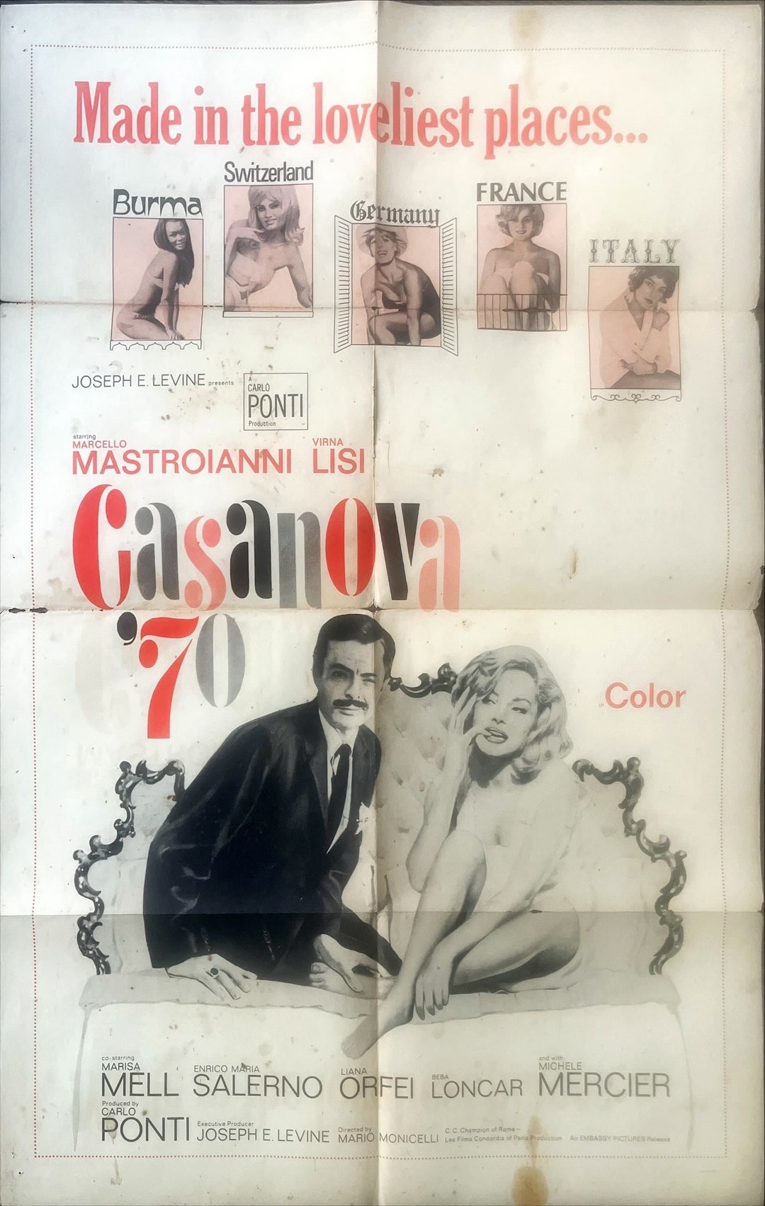 Casanova, 70, 1sh 1965 Marcello Mastroianni, Super Sexy Virna Lisi - Etsy