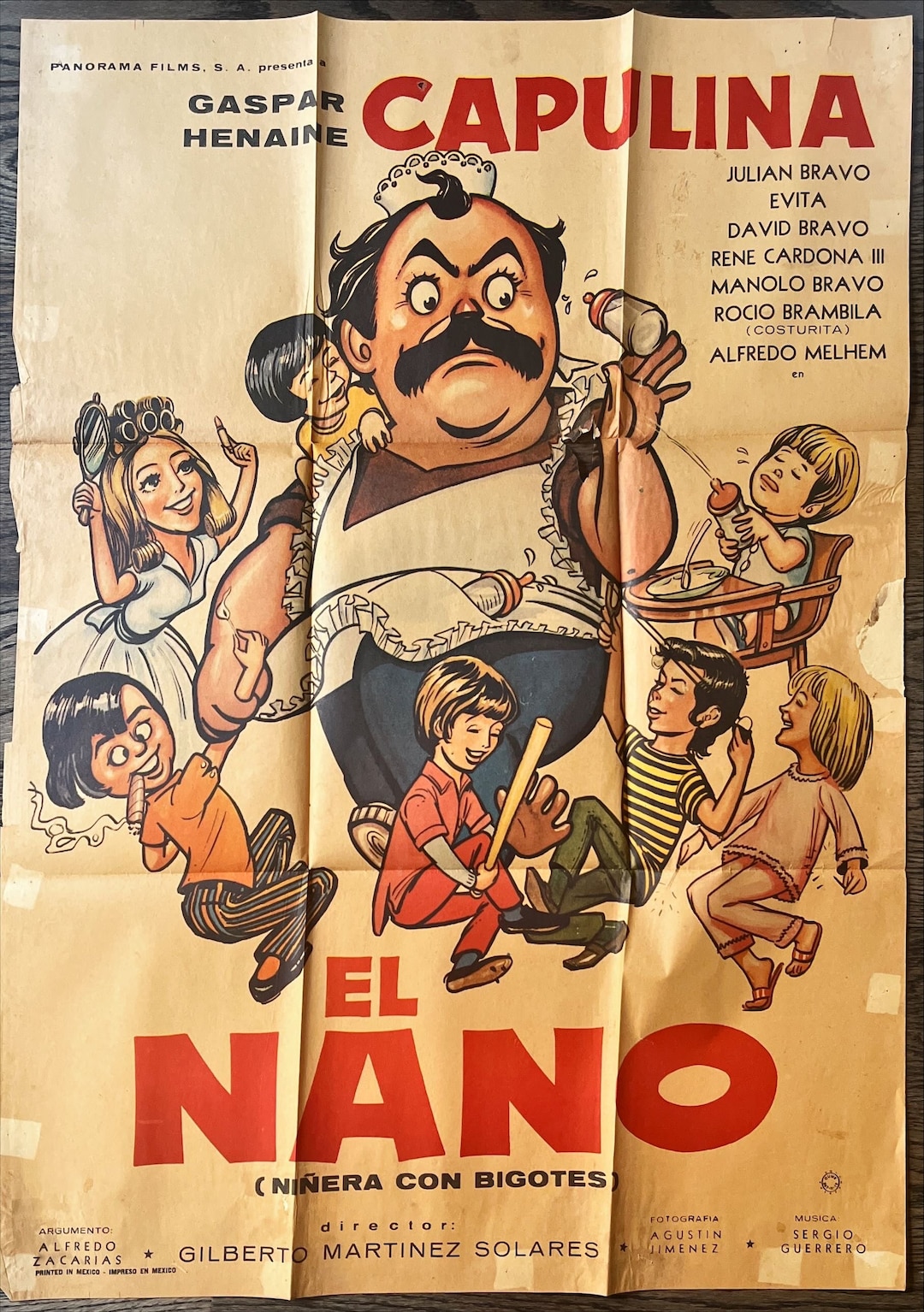 El Nano Mexican Poster '71 Wacky Artwork of Gaspar Henaine Surrounded ...