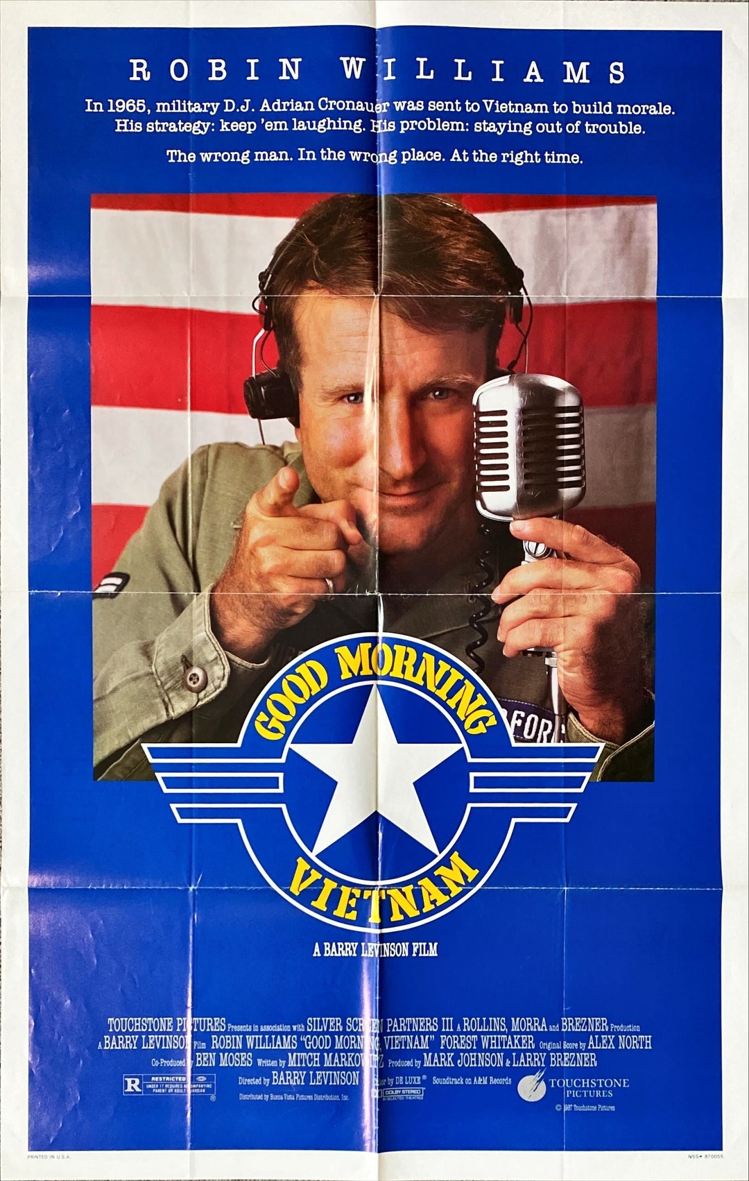907 Good Morning Vietnam Robin Williams;1987 Original Movie Poster - Etsy