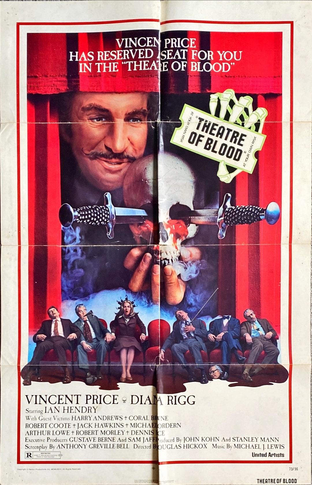 Theatre of Blood (1973) One Sheet Movie Poster - Vincent Price - Etsy