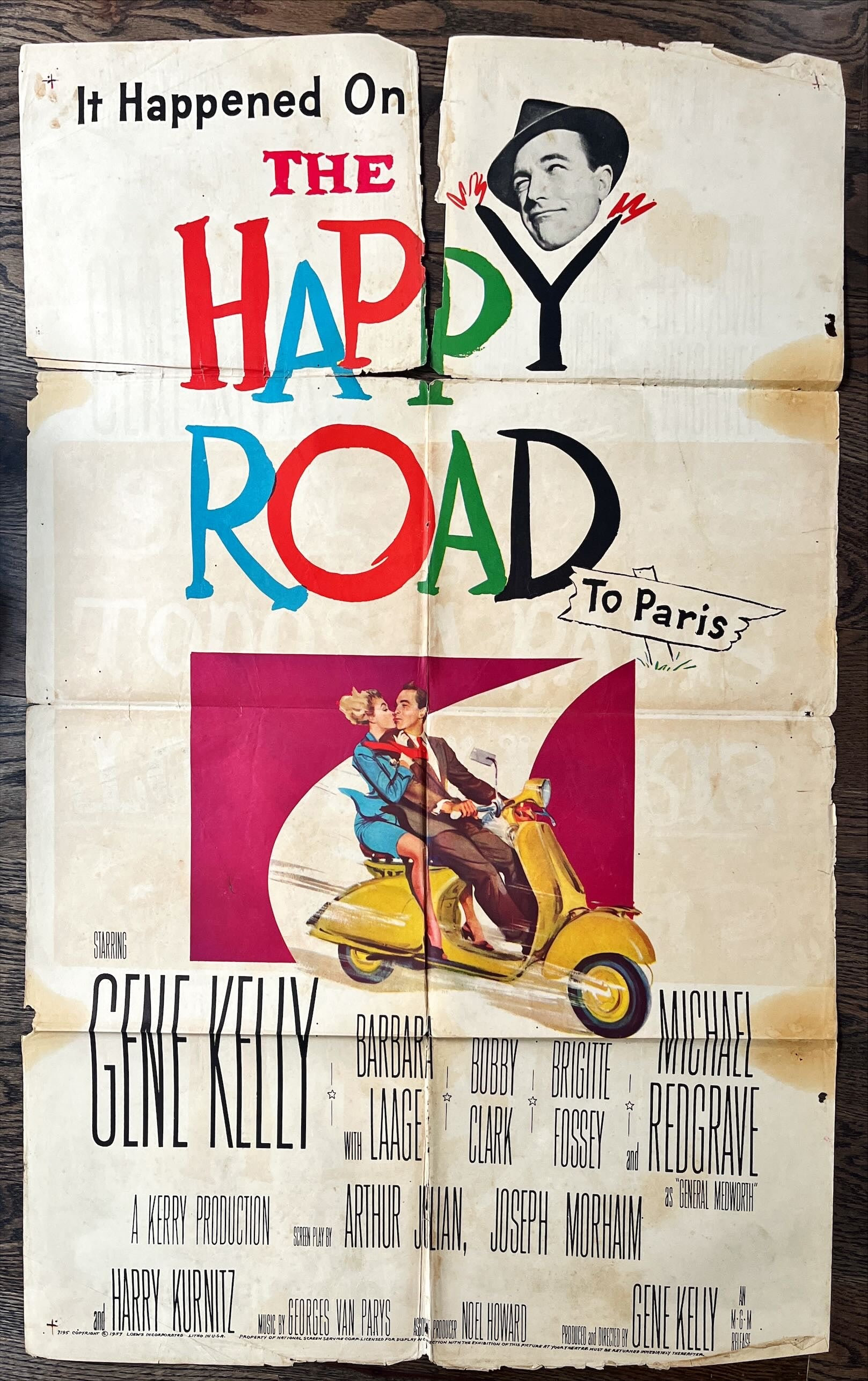 The Happy Road, 1sh 1957 Romantic Art of Gene Kelly & Barbara Laage ...